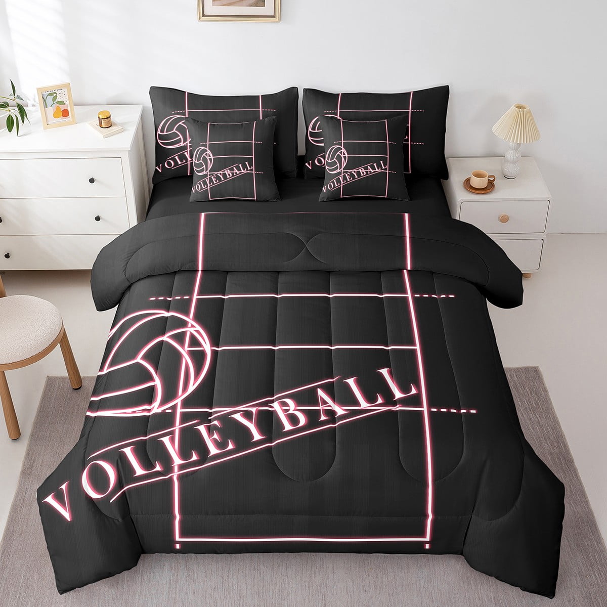Teens Volleyball Bed in a Bag 7-Piece for Girls Sports Bedding Set ...