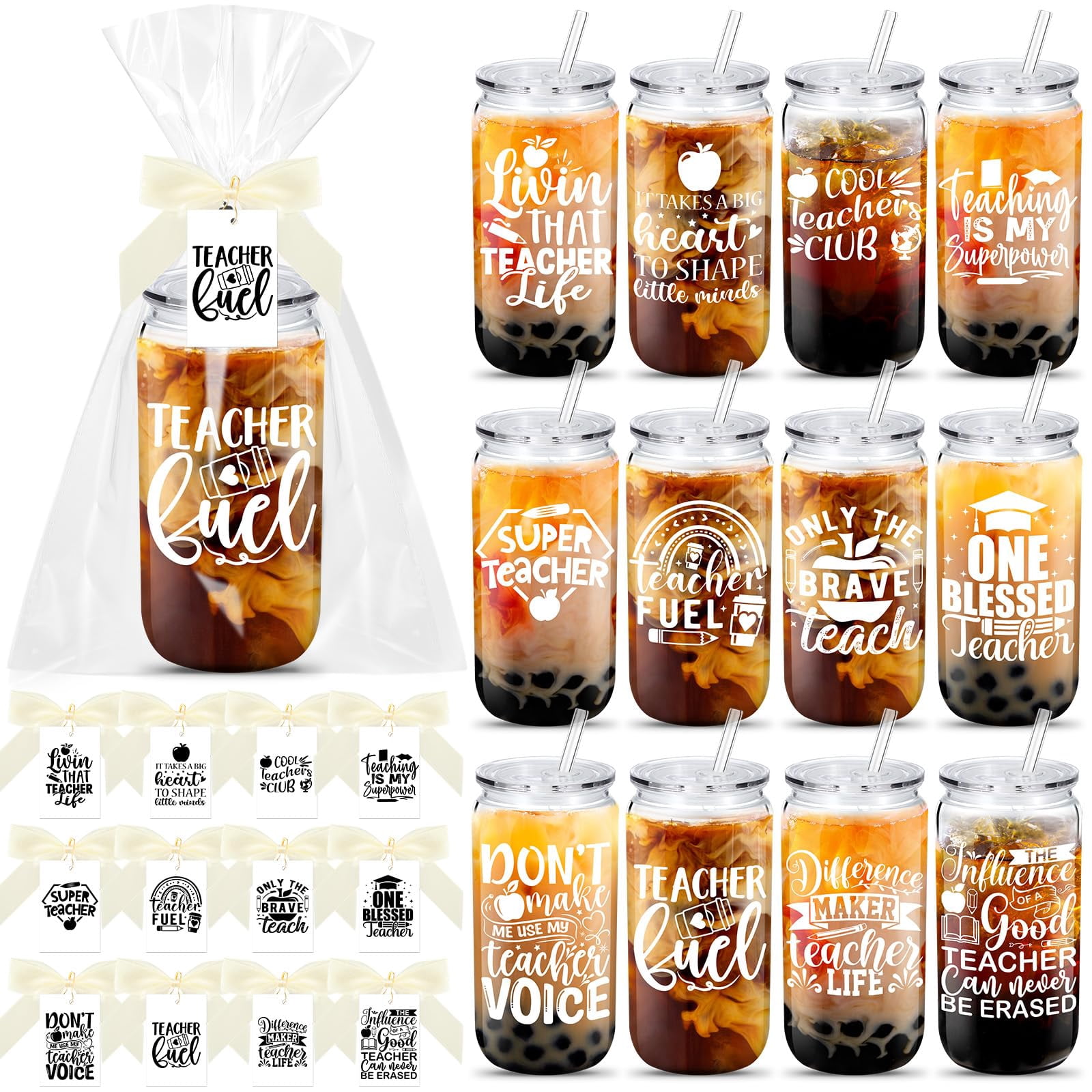 Teenyyou 12 Set Back to School Teacher Gifts Bulk 16 oz Hard Plastic ...