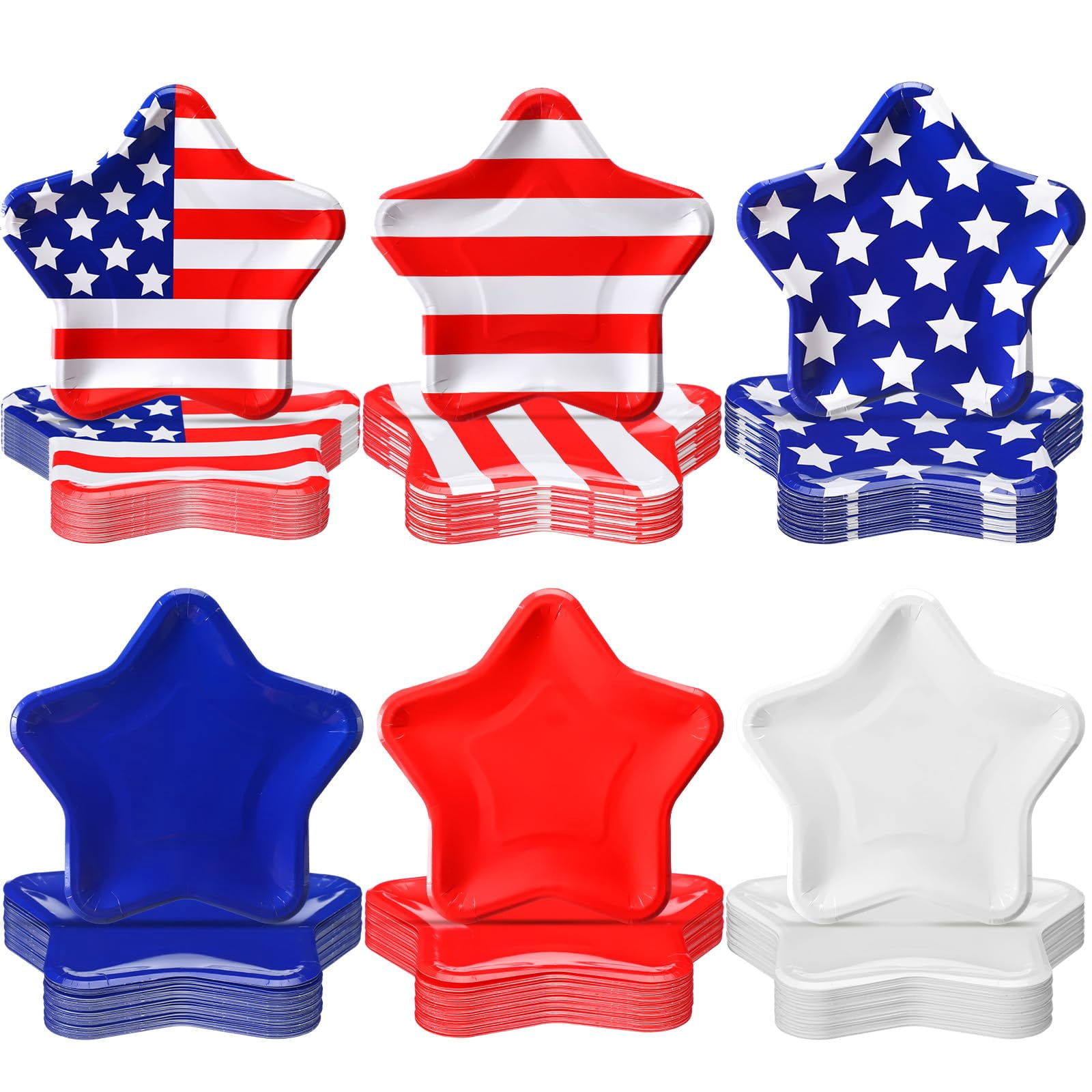 Teenyyou 120 Pcs 4th of July Star Paper Plates Patriotic American Flag ...