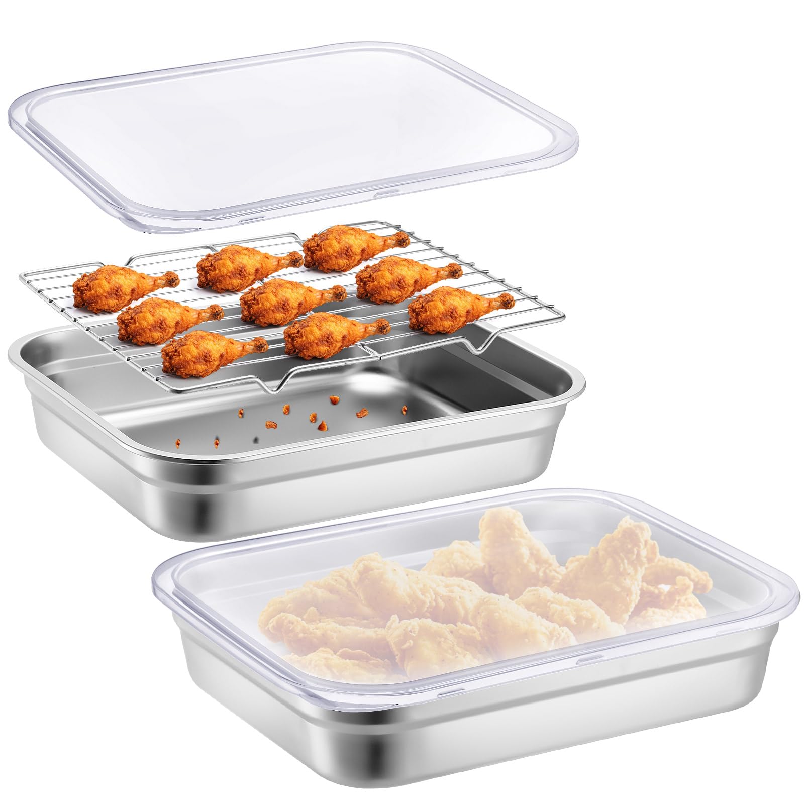 Teenyyou 2 Pack Stainless Steel Food Storage Containers with Clear Lid ...