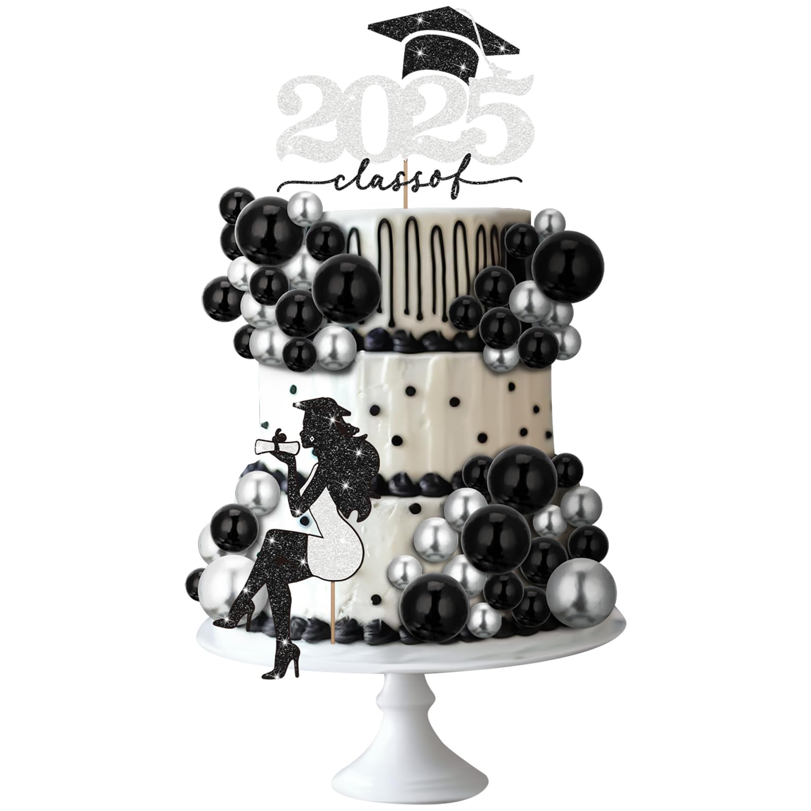 Teenyyou 32 Pcs 2025 Graduation Cake TVS1 Toppers High Girl Congrats ...
