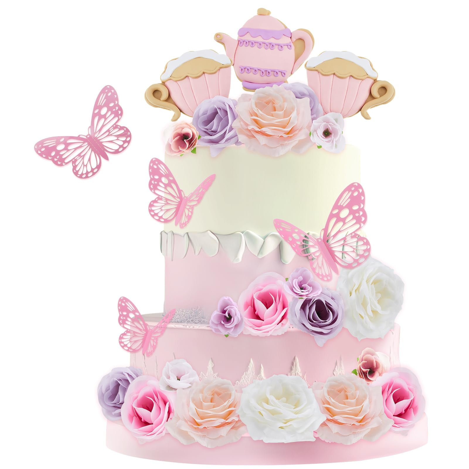 Teenyyou 33 PiecesEGSC Tea Party Cake Decorations Teapot Teacup ...