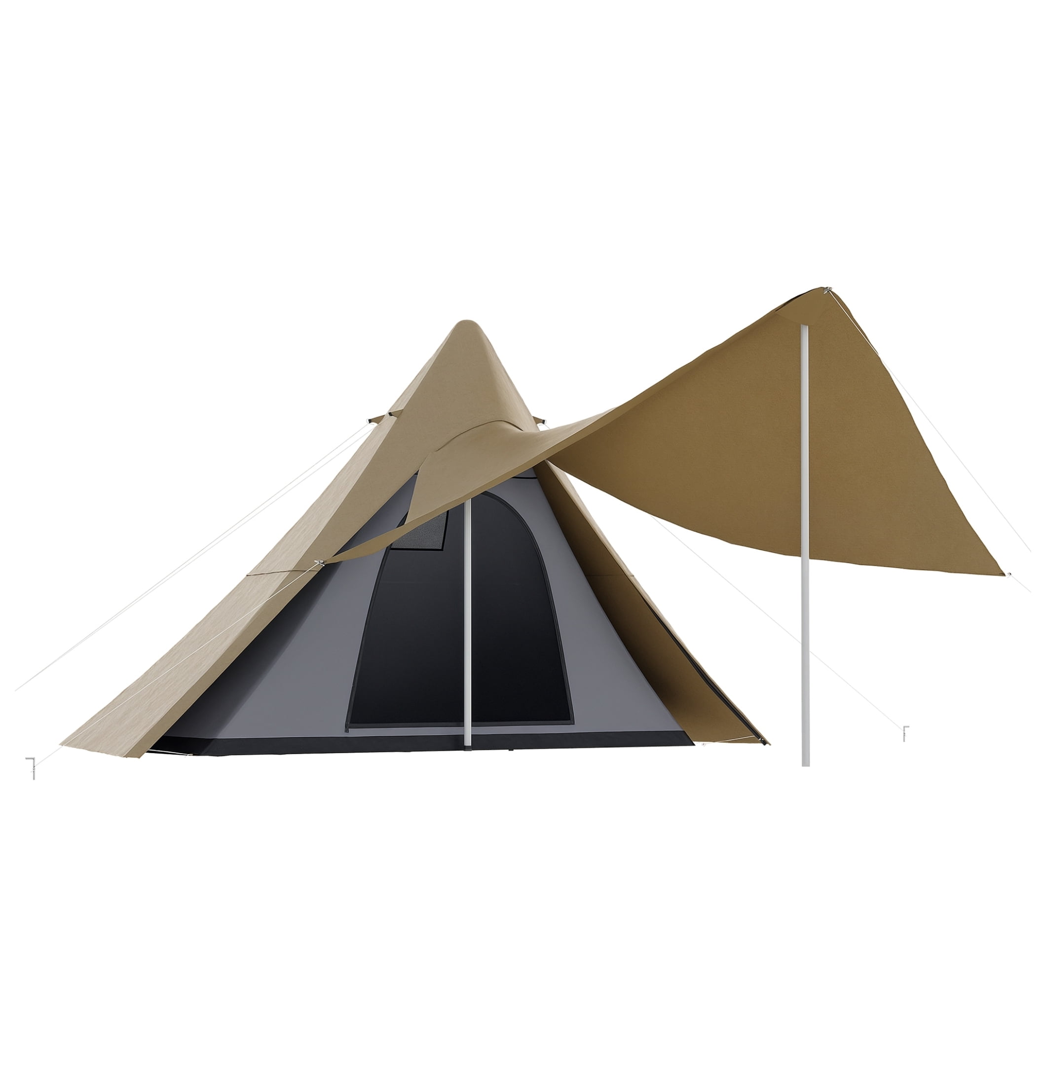Teepee Tent 15.4' Camping Tent Waterproof, 2-3 Person Outdoor Teepee ...