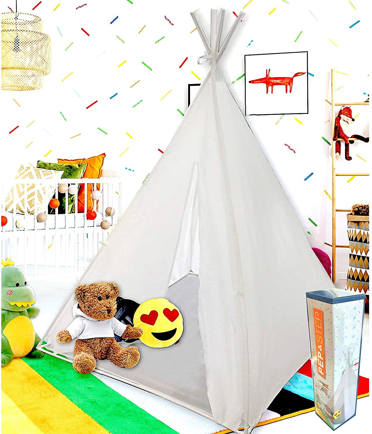 Teepee Tent for Kids Foldable Tent 5 Feet Tall 4 Plastic Poles ...