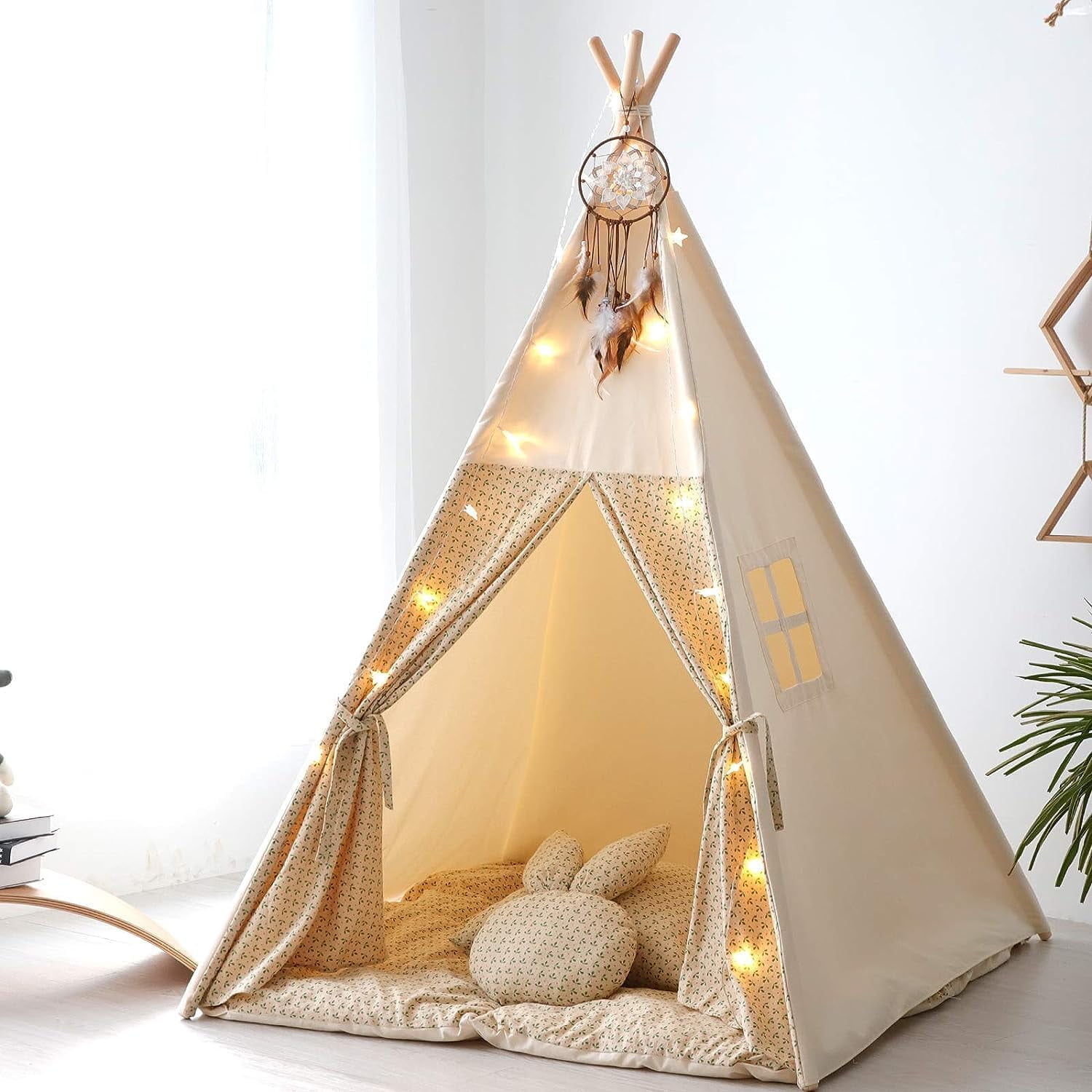 Teepee Tent for Kids with Mat,Foldable Play Tents for Girl and Boy with ...