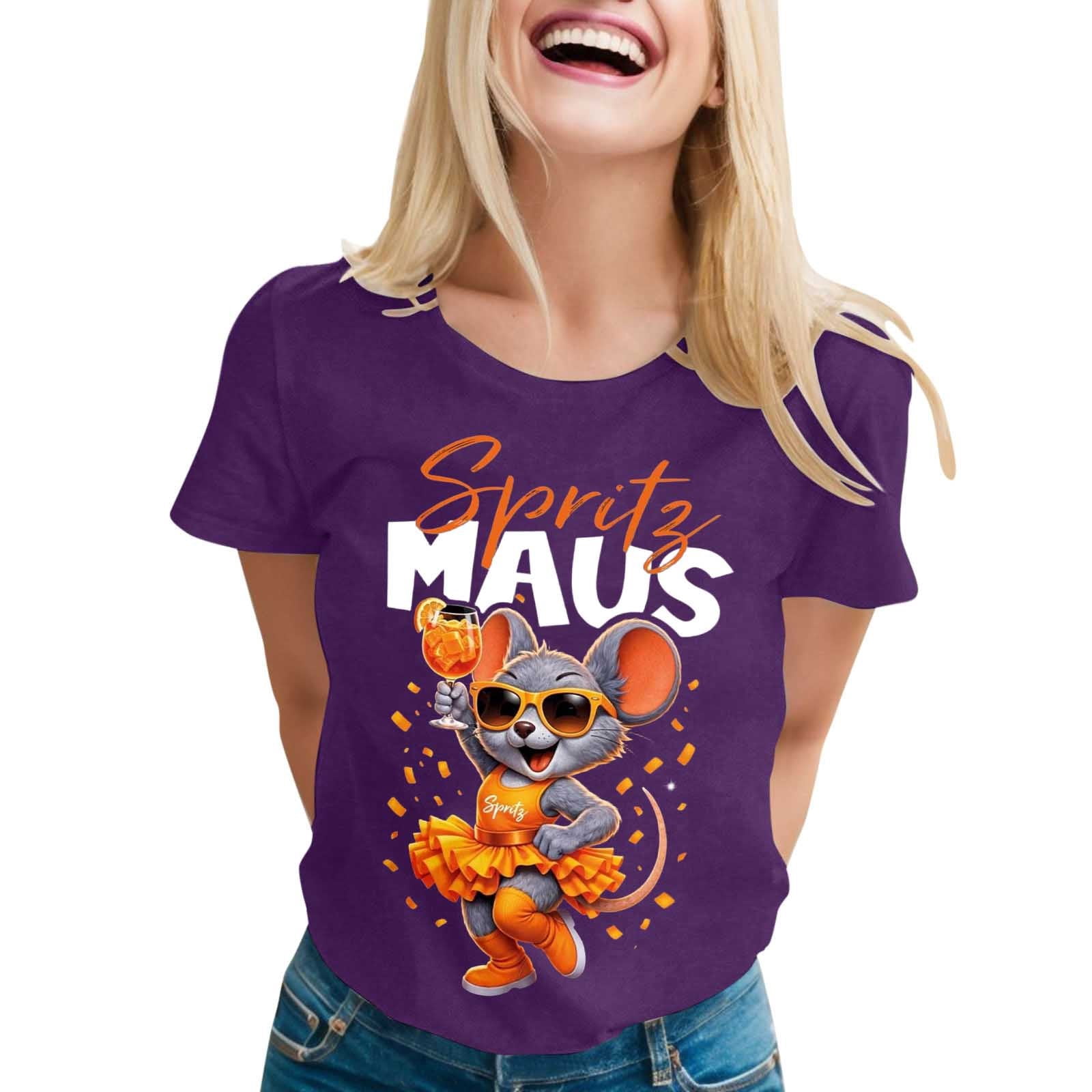 Tees Tops For Women T-Shirts Cute Cartoon Animal Print Short Sleeve ...