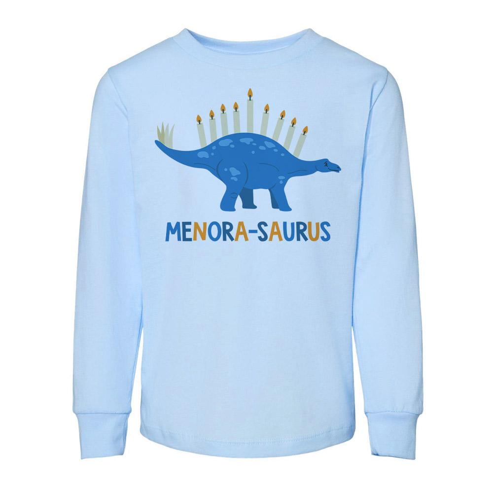 TeesAndTankYou Menora-saurus Hanukkah Toddler Kids Long Sleeve T-Shirt ...