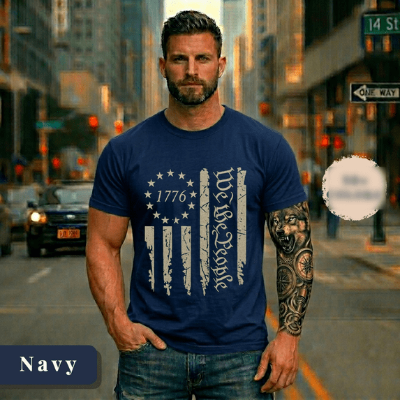 Teeso 1776 USA Vintage Black Flagg T-Shirt We The People Distressed ...