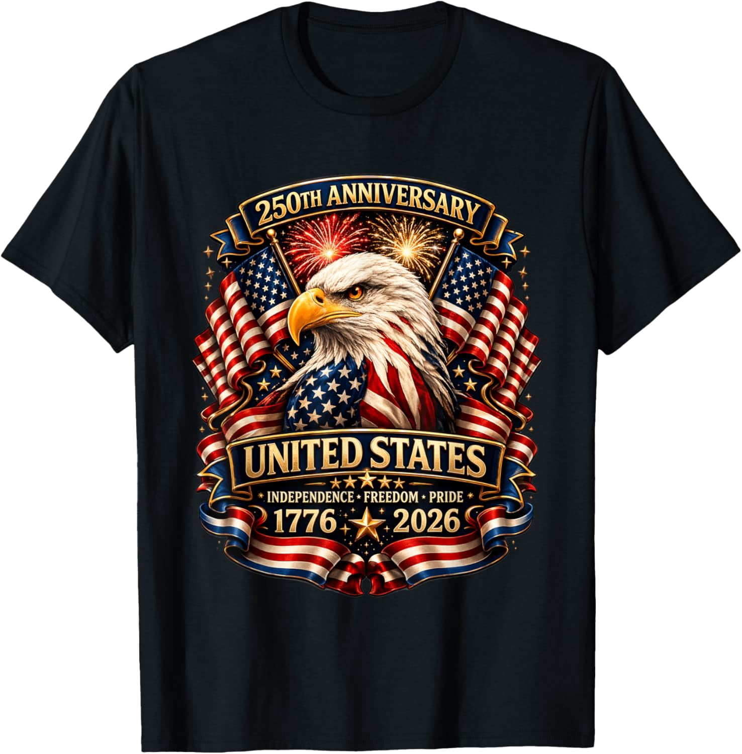 Teeso 250 Anniversary USA Patriotic Eagle 250th 4th of July 2026 T ...