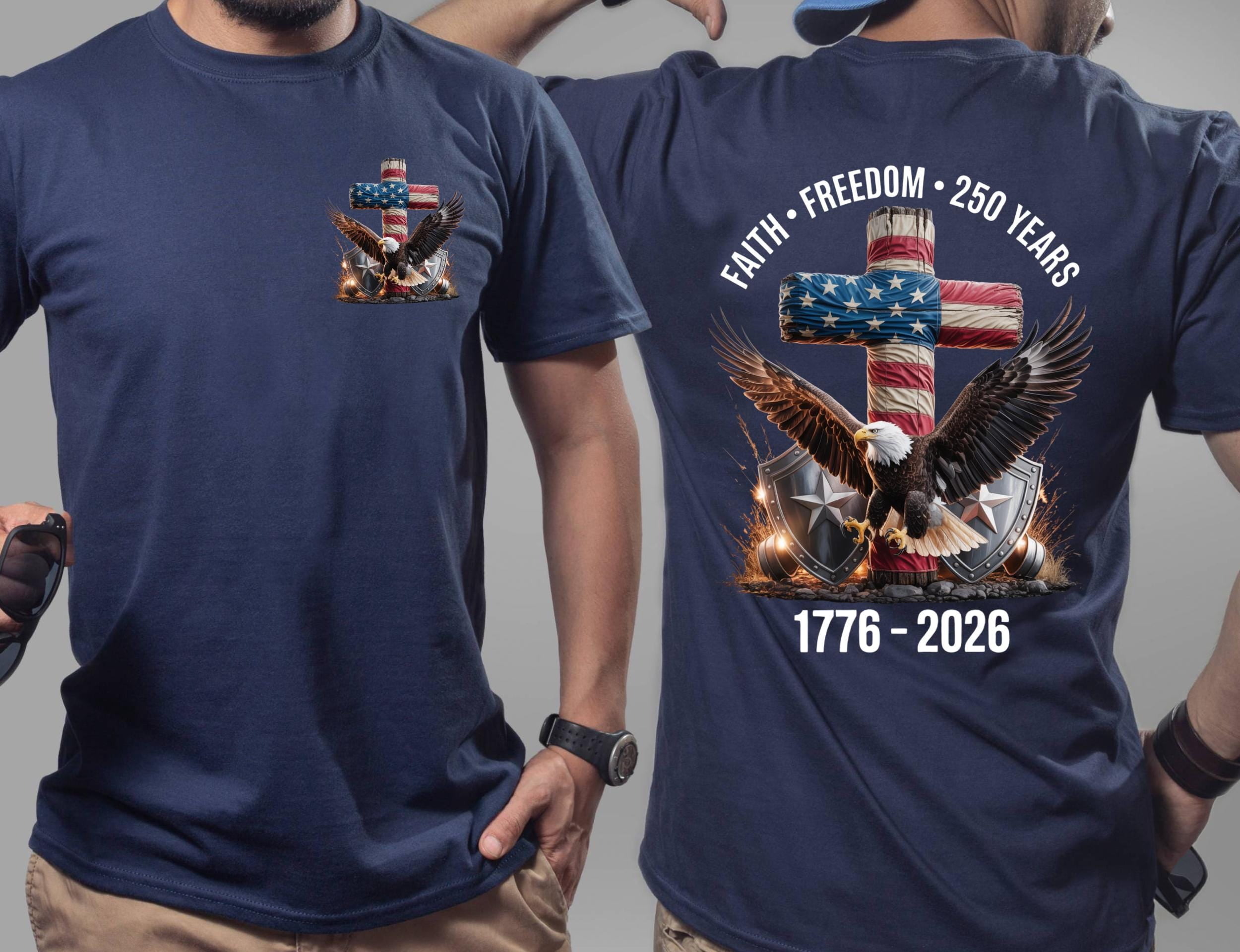 Teeso 250th Anniversary Shirt, Christian Cross USA 250 Years ...
