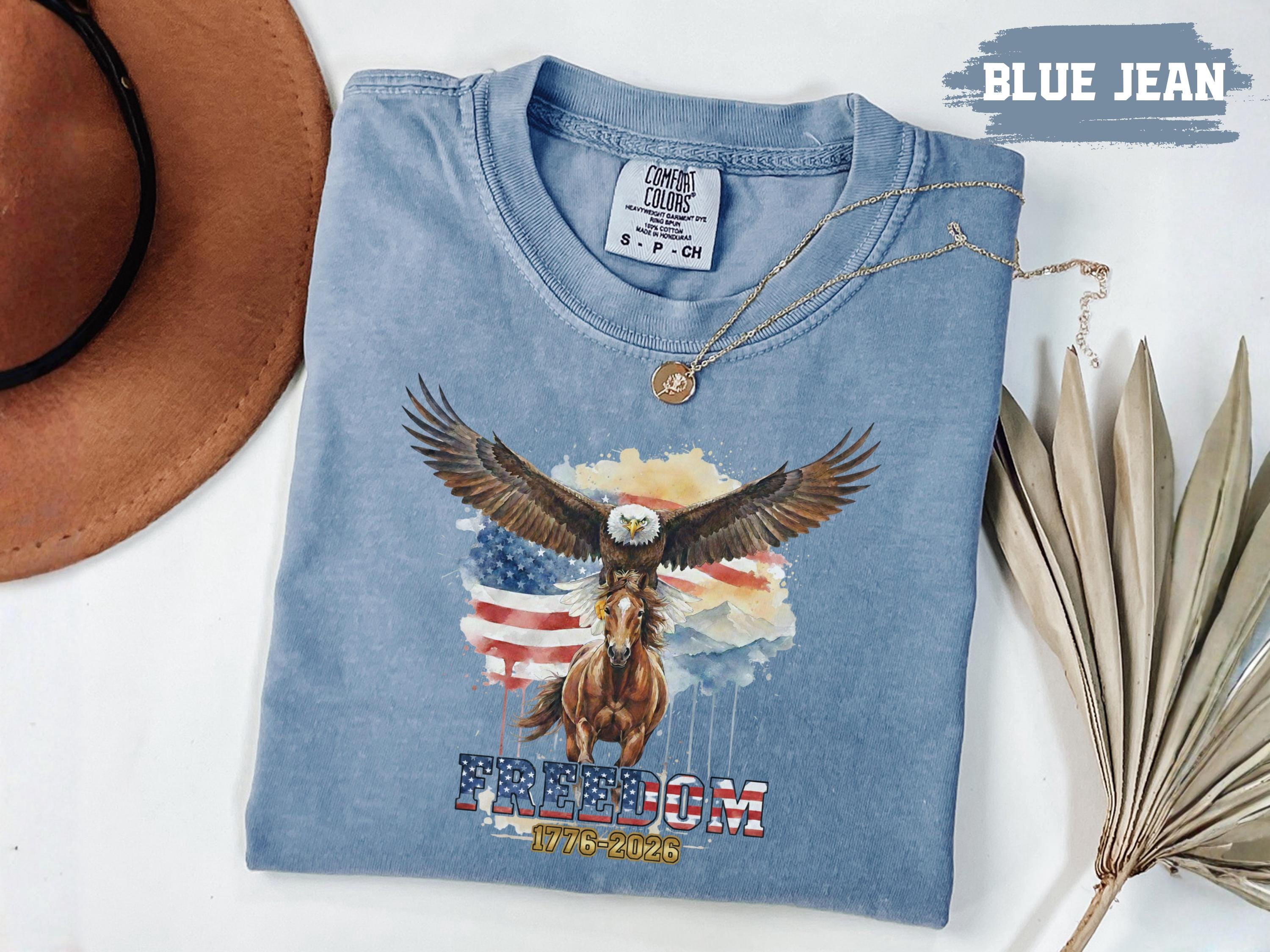 Teeso America 250 Shirt, Vintage Patriotic Eagle & Horse 1776-2026 ...