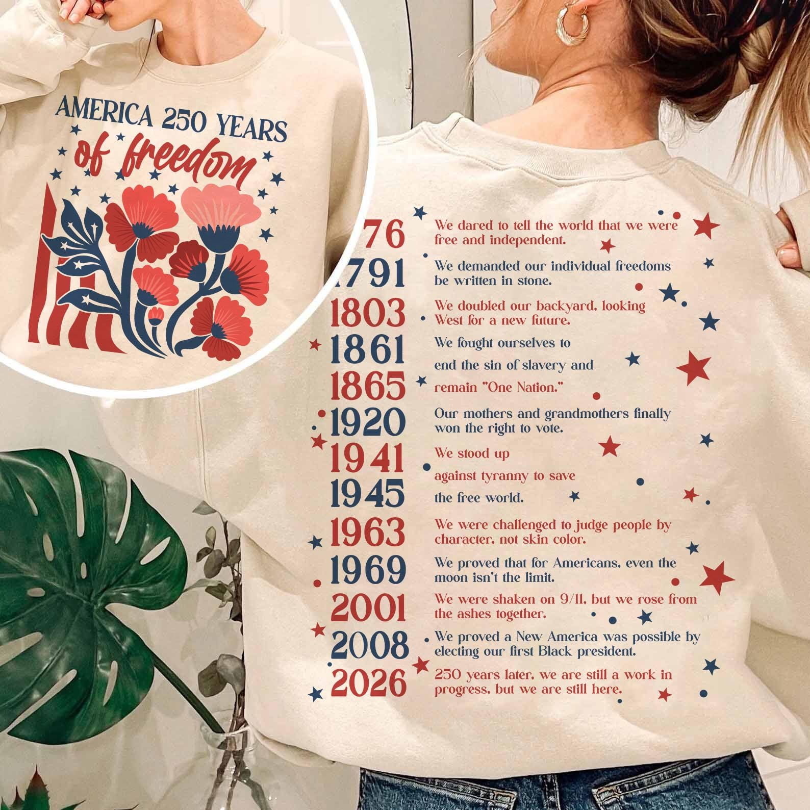 Teeso America 250 Years Shirt, 1776-2026 US Sestercentennial Sweatshirt ...