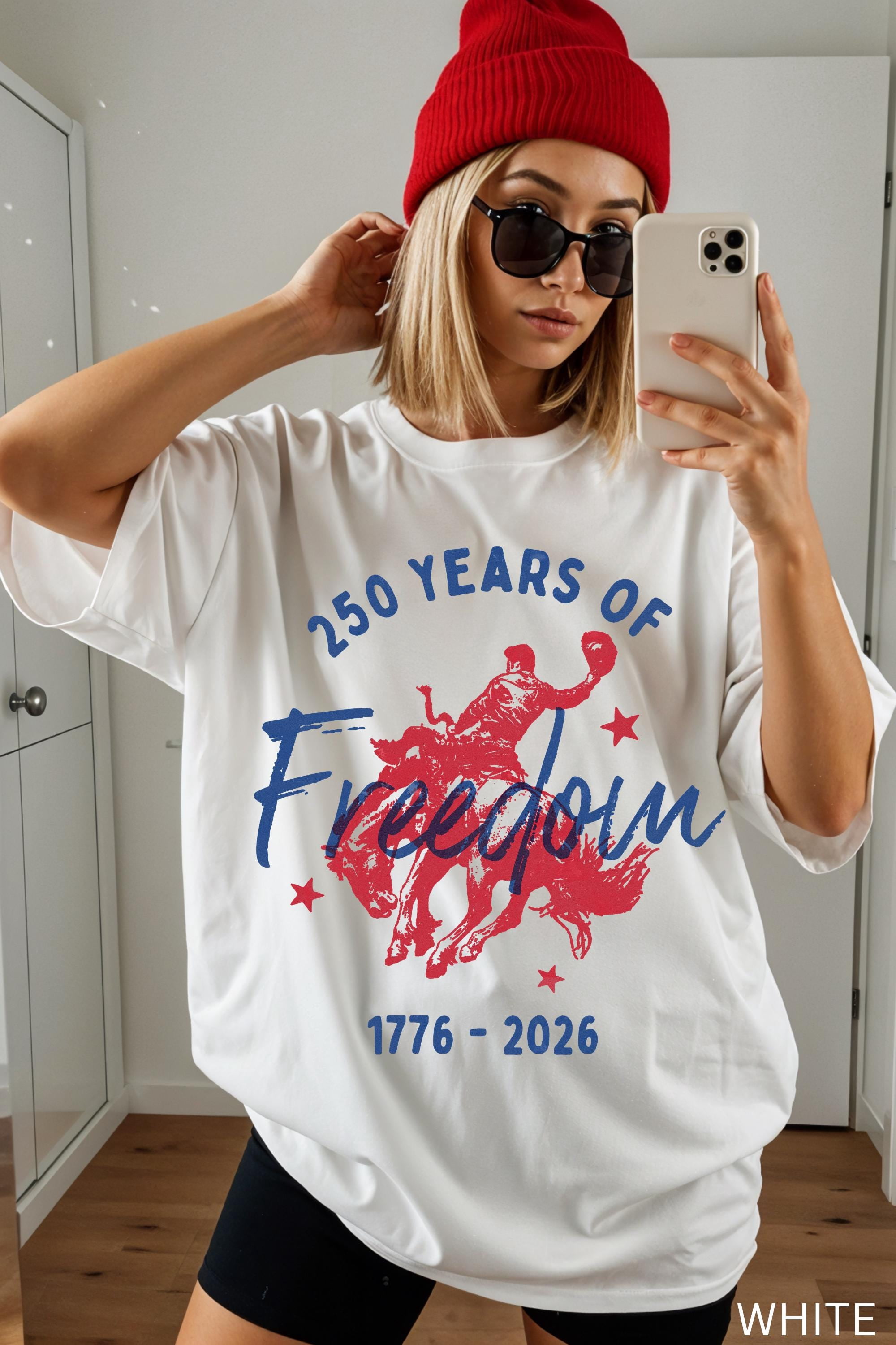 Teeso Bucking Horse Tee, 250 Years 1776-2026, Denim 2XL - Walmart.com