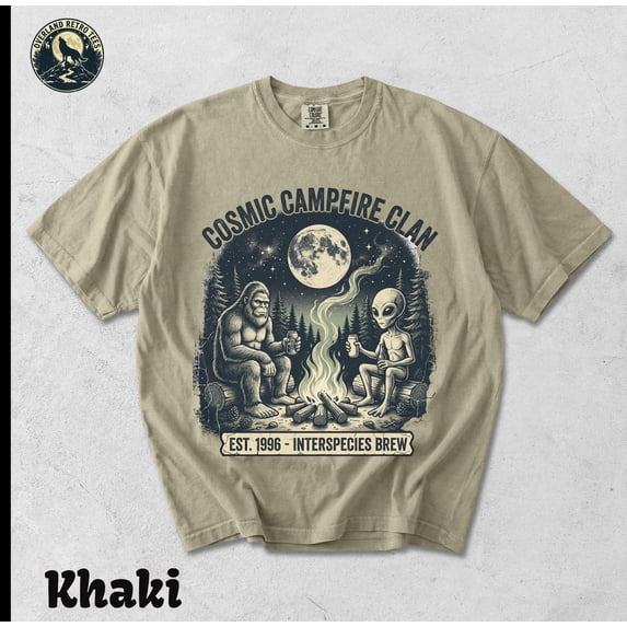 Teeso Cosmic Campfire Clan Shirt, Bigfoot Alien Interspecies Brew Tee ...