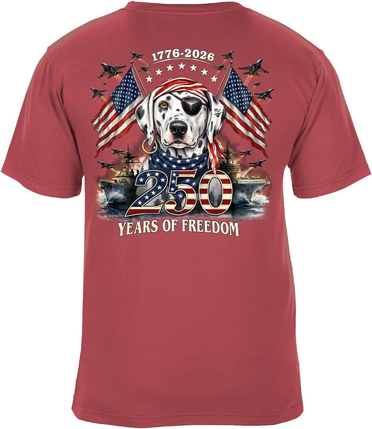 Teeso Graphic T-Shirt, 250 Years 1776-2026 American Flag Design, 100% ...