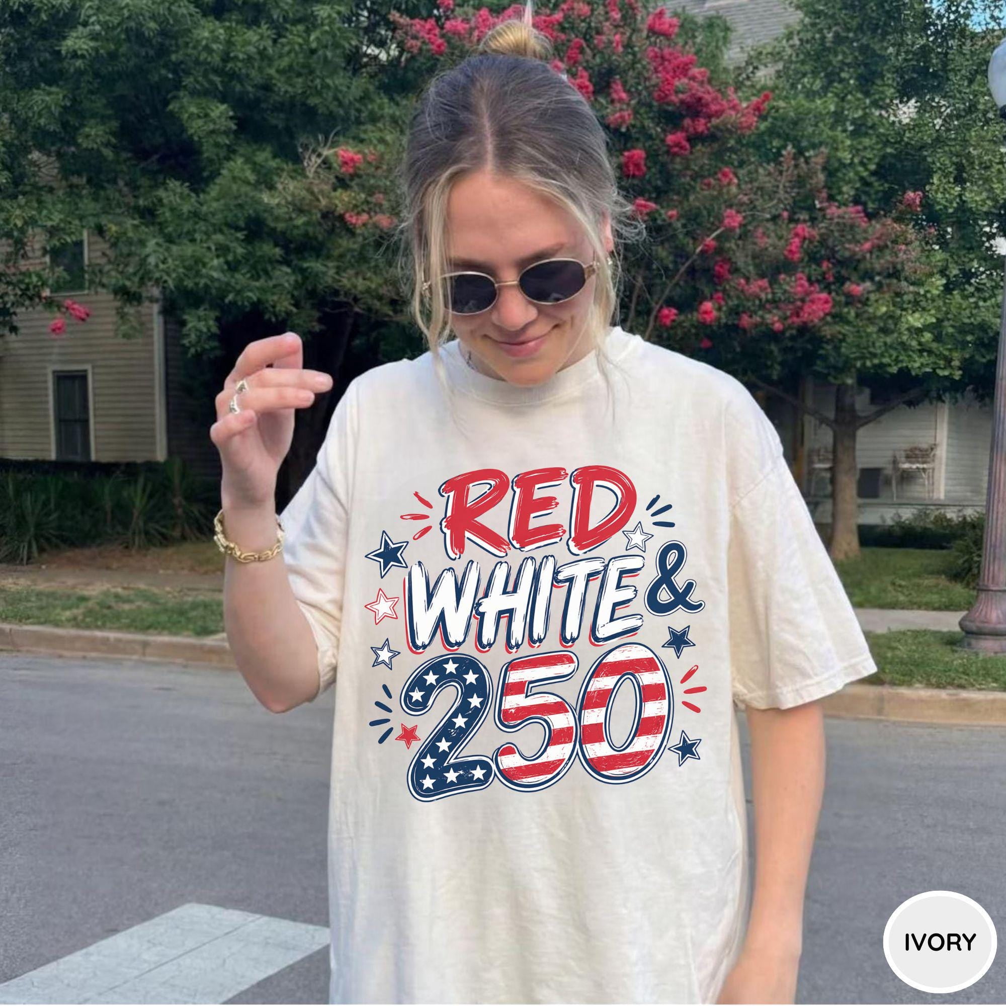Teeso Graphic T-Shirt, Patriotic Red White Design, America 250 ...