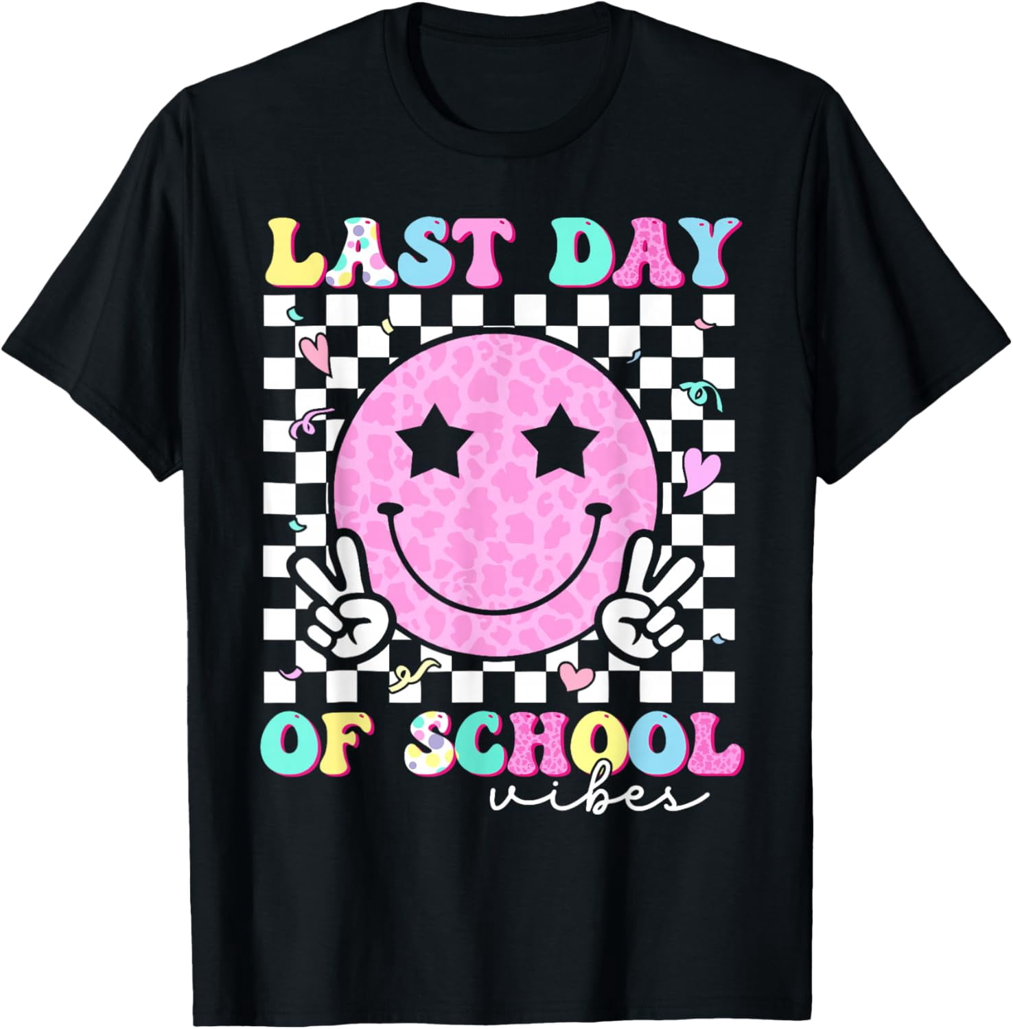 Teeso Last Day of School Vibes Teacher Student Groovy Graduation T ...