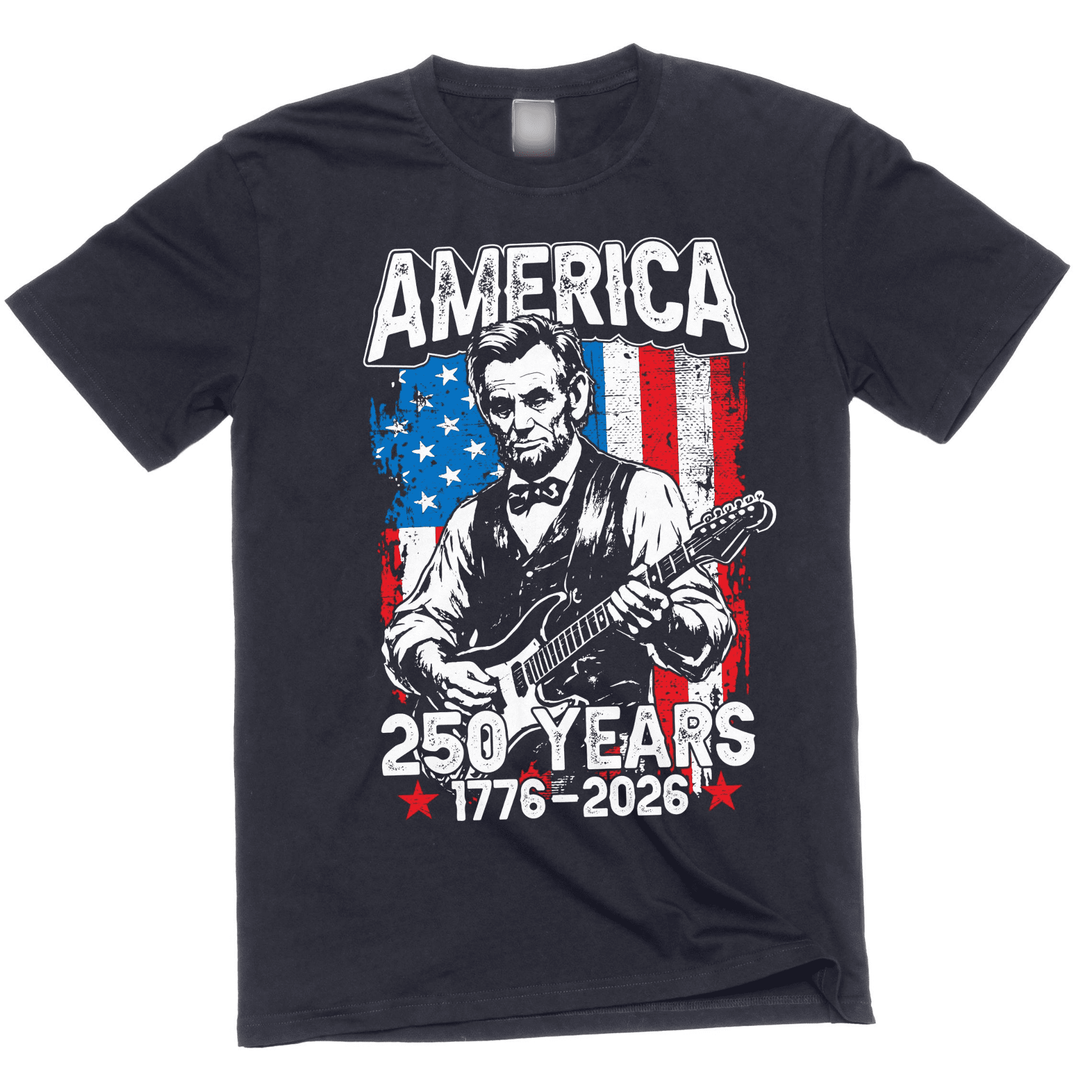 Teeso Men's Lincoln Guitar T-Shirt, America 250 Years 1776-2026 Tee ...