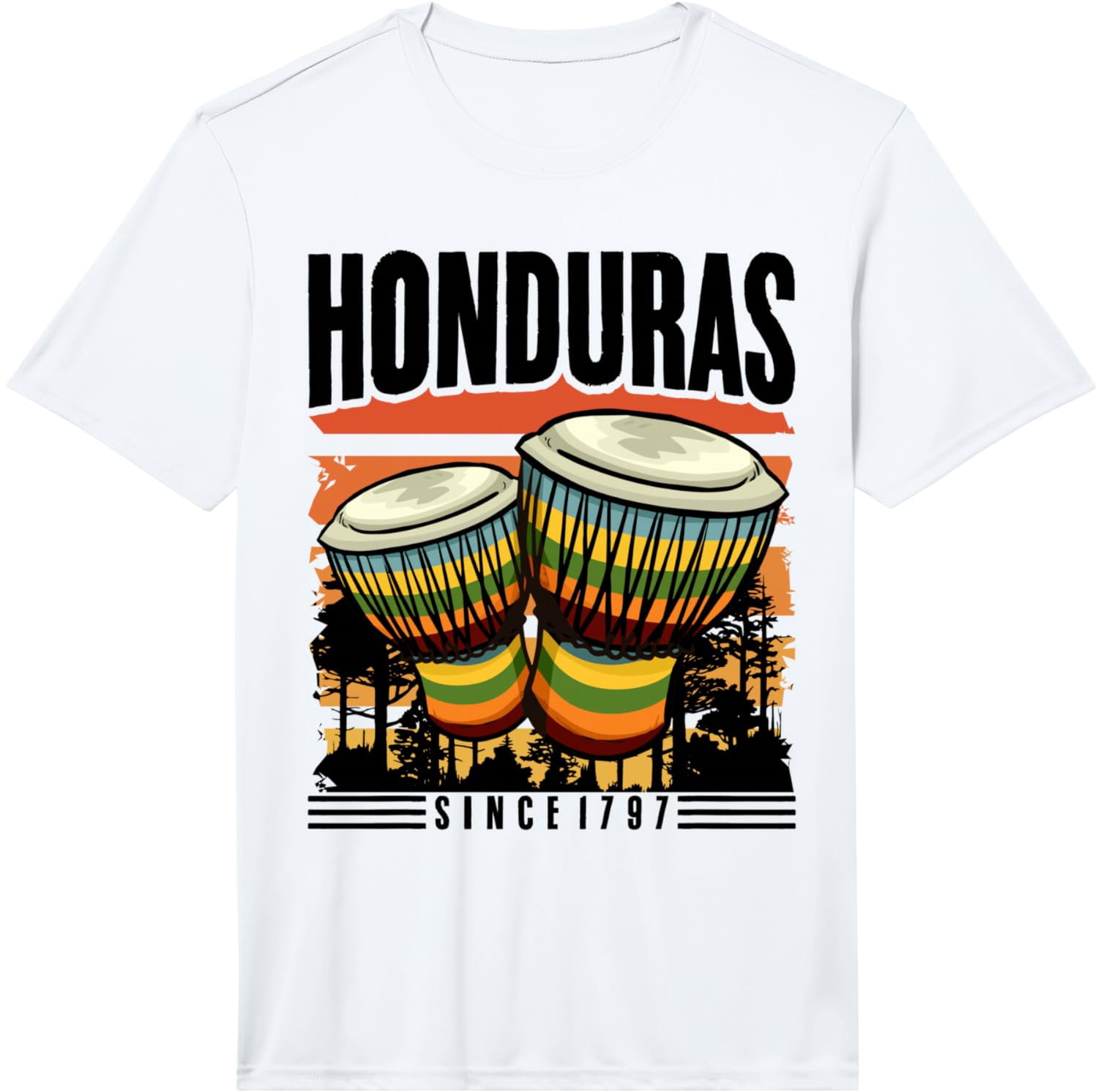 Teeso Mens Honduran Garifuna Since 1797 Flag Performance T-Shirt, Dark ...