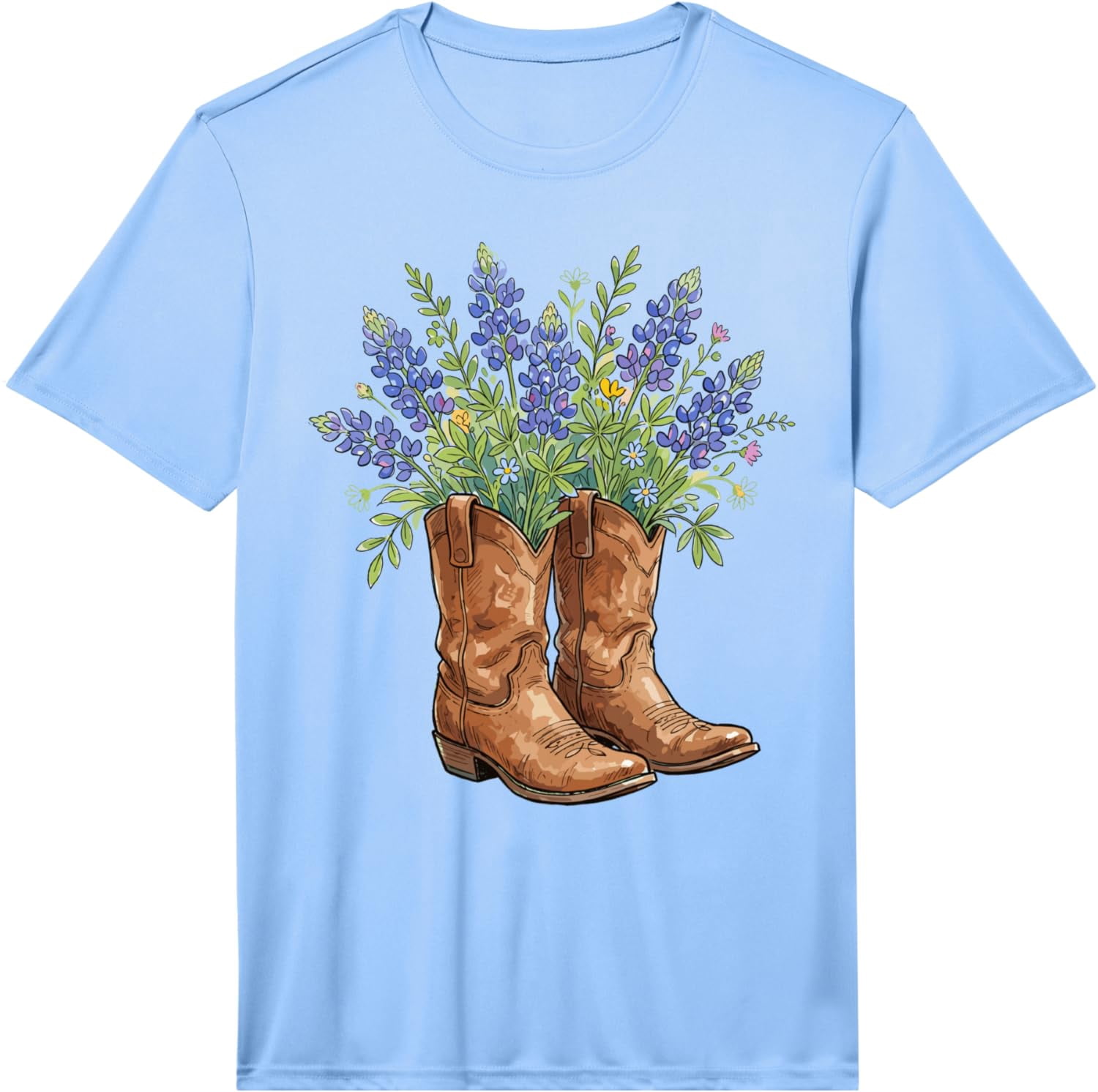 Teeso Mens Texas Cowgirl Boots Bluebonnet Flowers Cowboys Rodeo Western ...