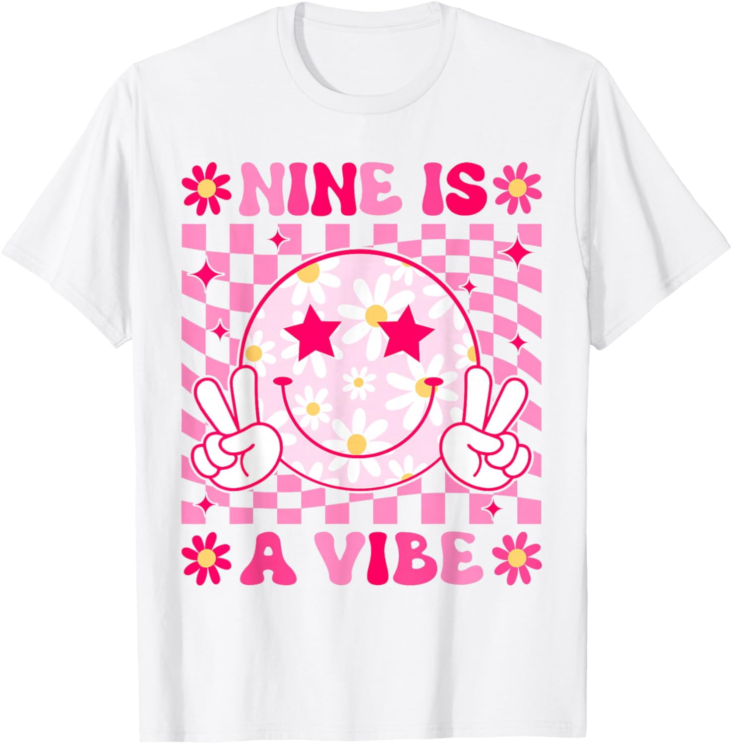 Teeso Nine is A Vibe Birthday Groovy 9 Year Old Girls 9th Birthday T ...