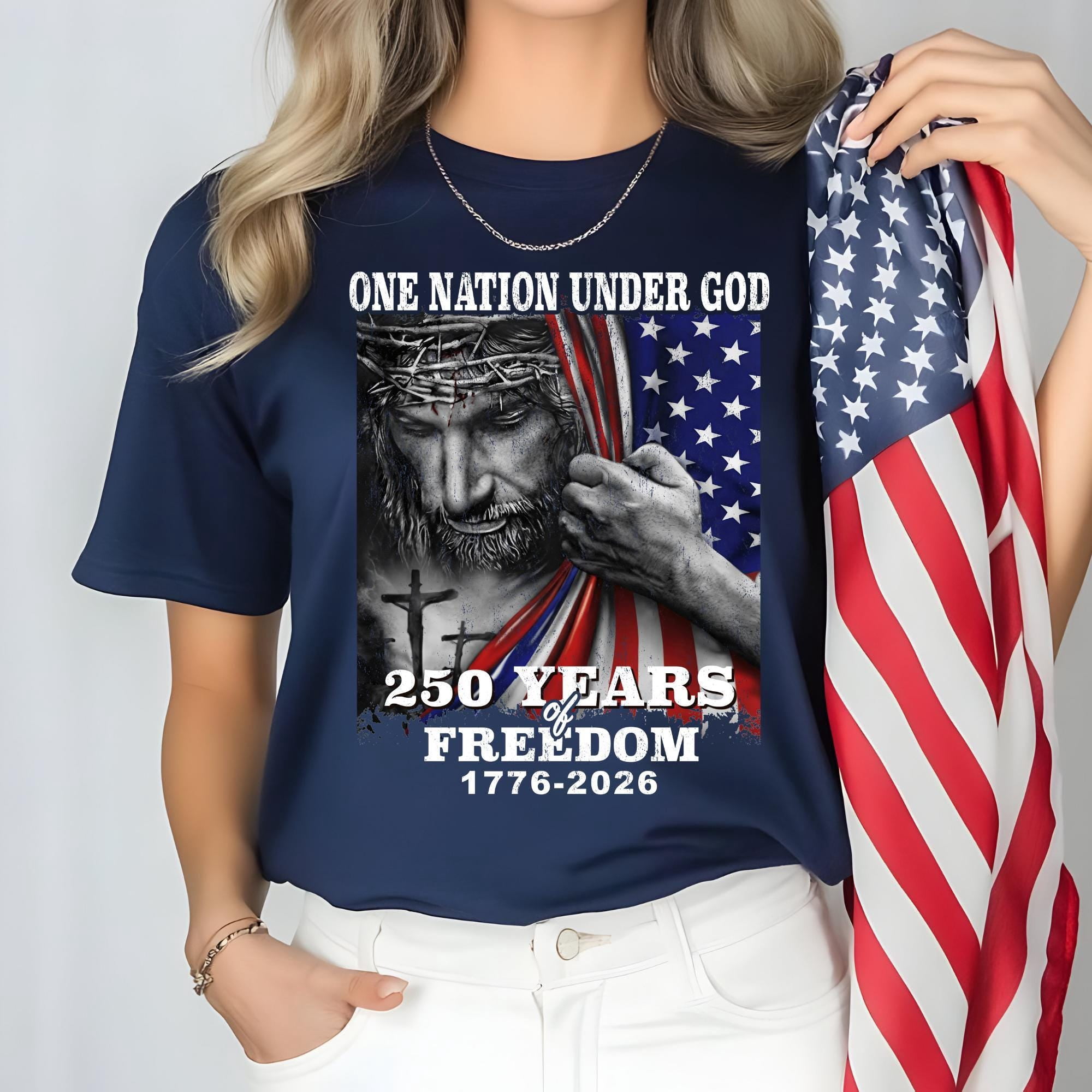 Teeso One Nation Under God Shirt: 250 Years of Freedom 1776-2026, White ...