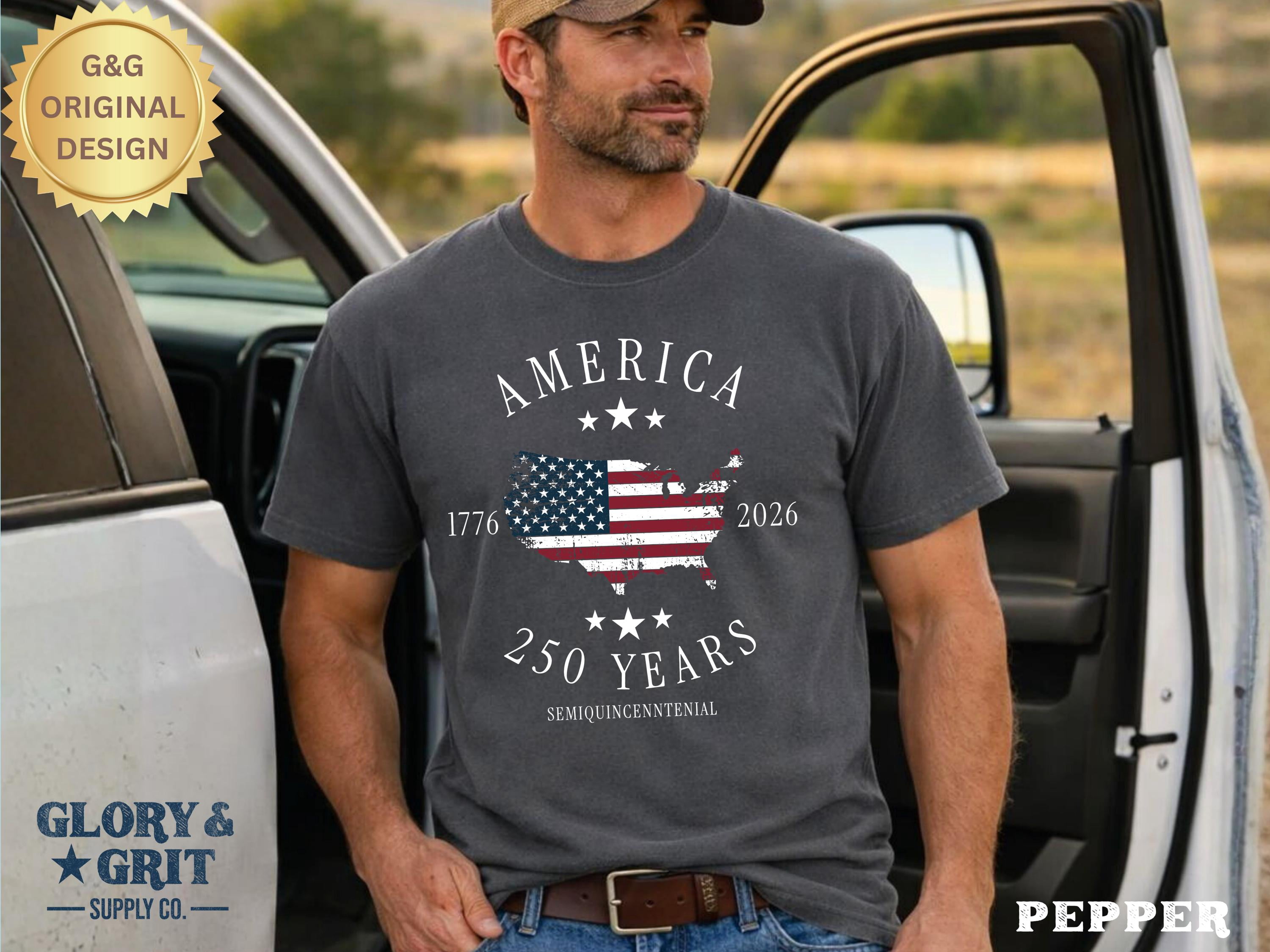 Teeso Patriotic Graphic T-Shirt, America 250th Anniversary ...