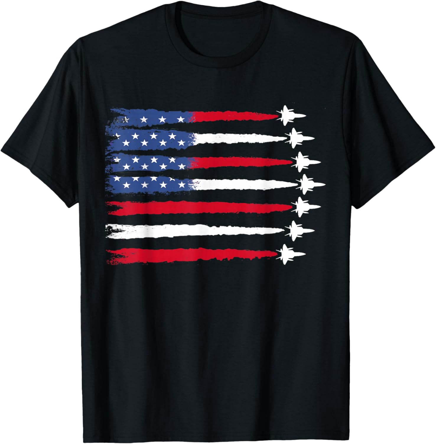 Teeso Patriotic Red White Blue USA Flag Fighter Jets 4th of July T ...