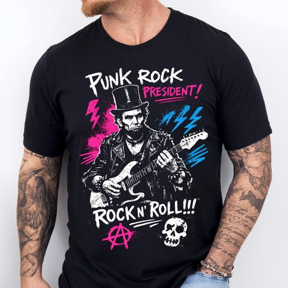 Teeso Punk Rock Lincoln Electric Guitar 4th of July Shirt, Rock N Roll ...