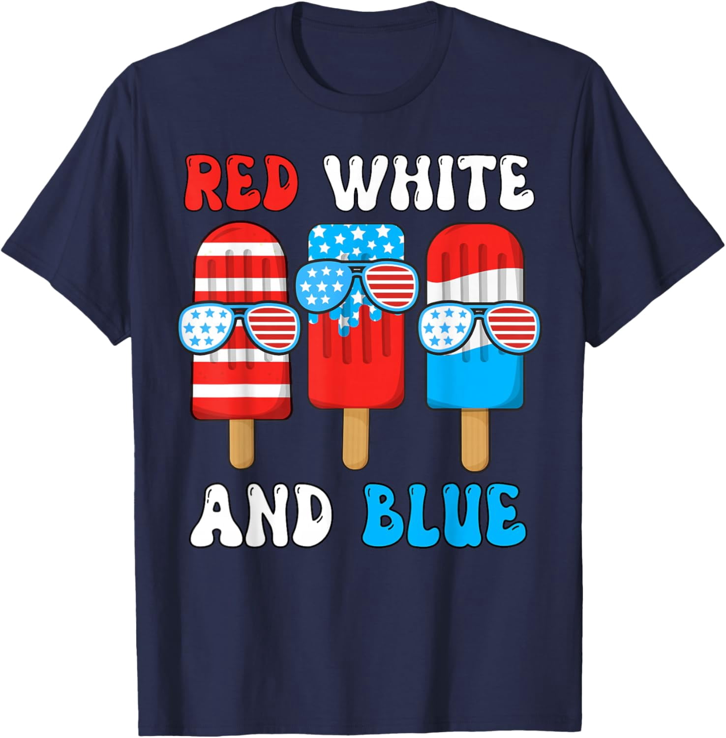 Teeso Red White Blue Popsicle American Flag 4th July Boy Patriotic T ...