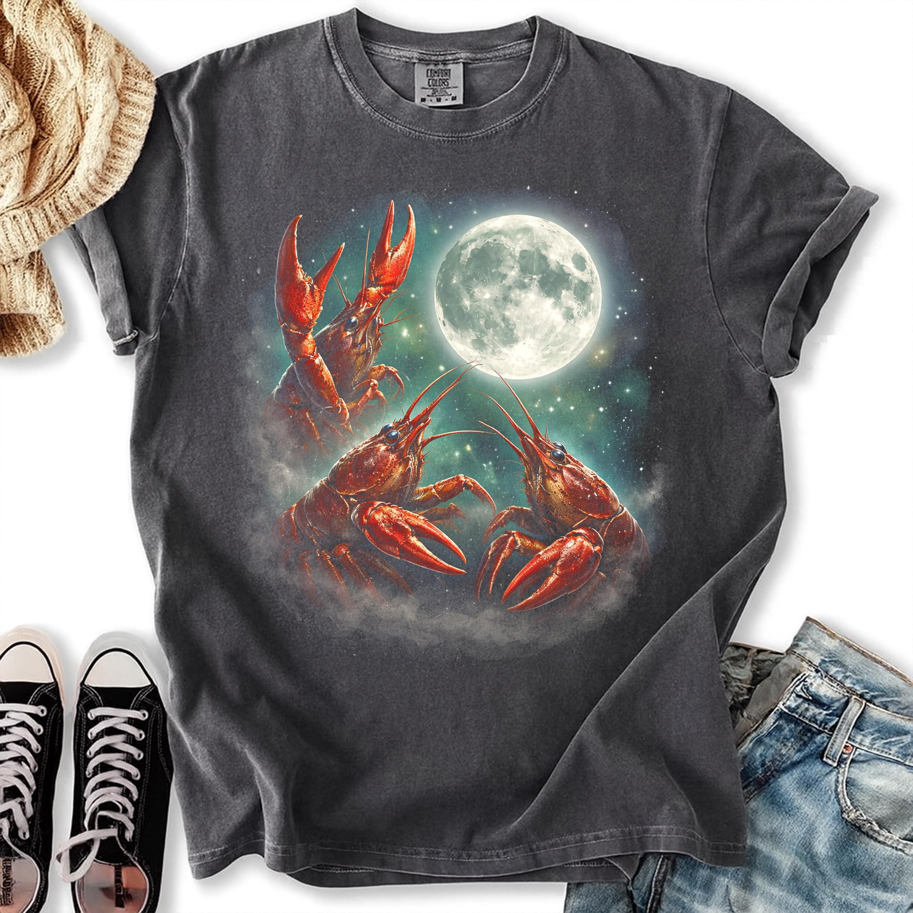 Teeso Three Crawfish Moon Shirt, Crawfish Howling to the Moon Shirt ...