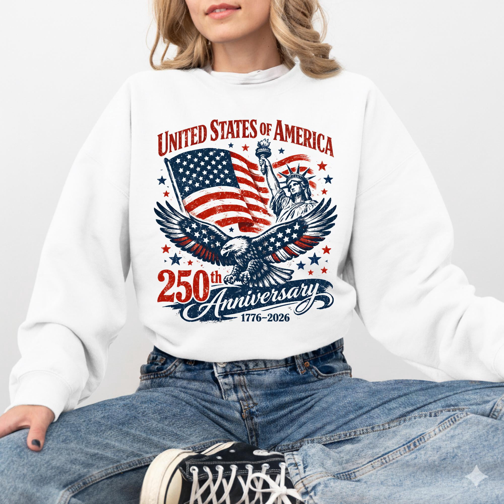 Teeso USA 250th Anniversary Sweatshirt 1776-2026 | Patriotic American ...