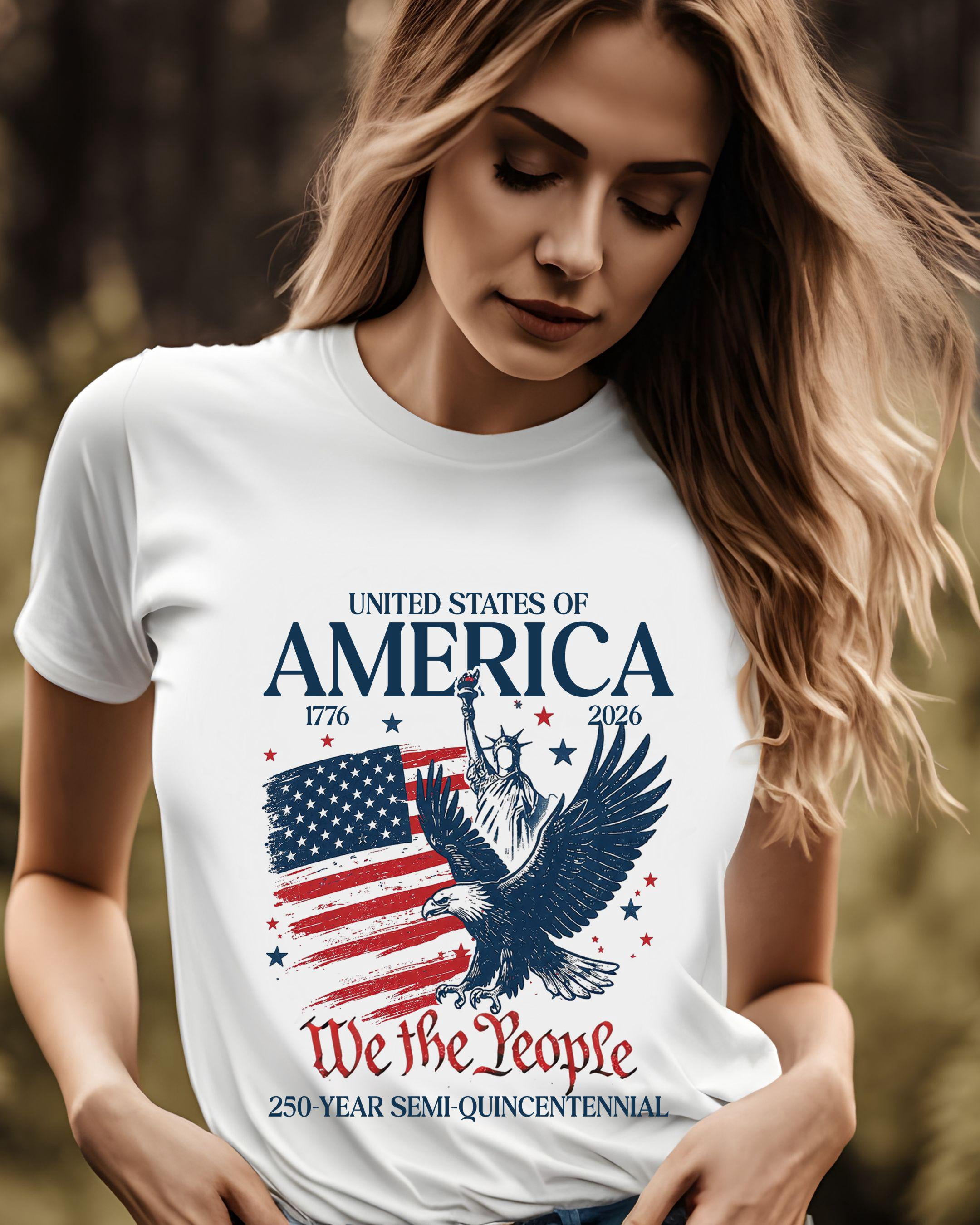 Teeso We the People American F.lag Eagle T-Shirt | USA 250 Year Semi ...