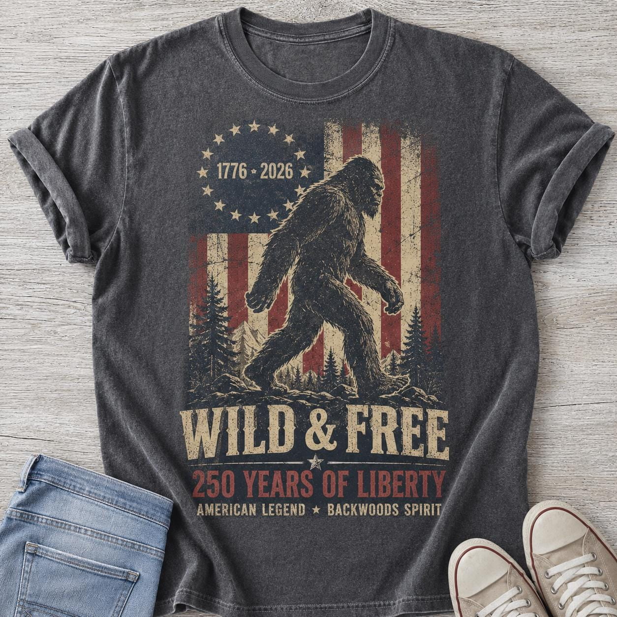 Teeso Wild And Free Bigfoot Shirt, Cream Kicks Matching Tee, 250 Years ...