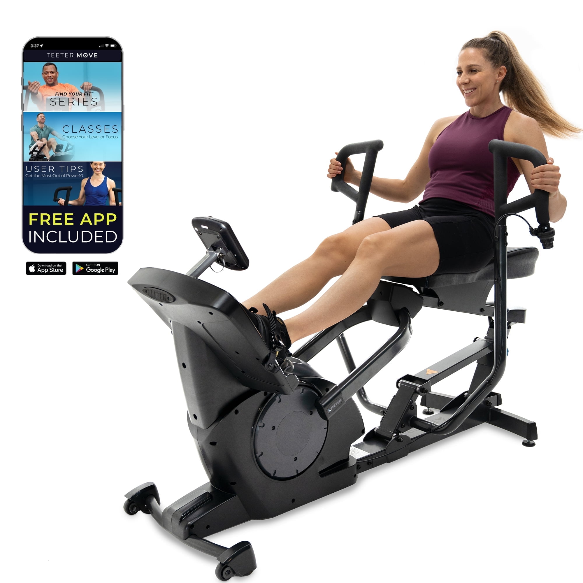 Teeter Power10 Home Exercise Rower - 2-Way Resistance, Bluetooth Heart ...