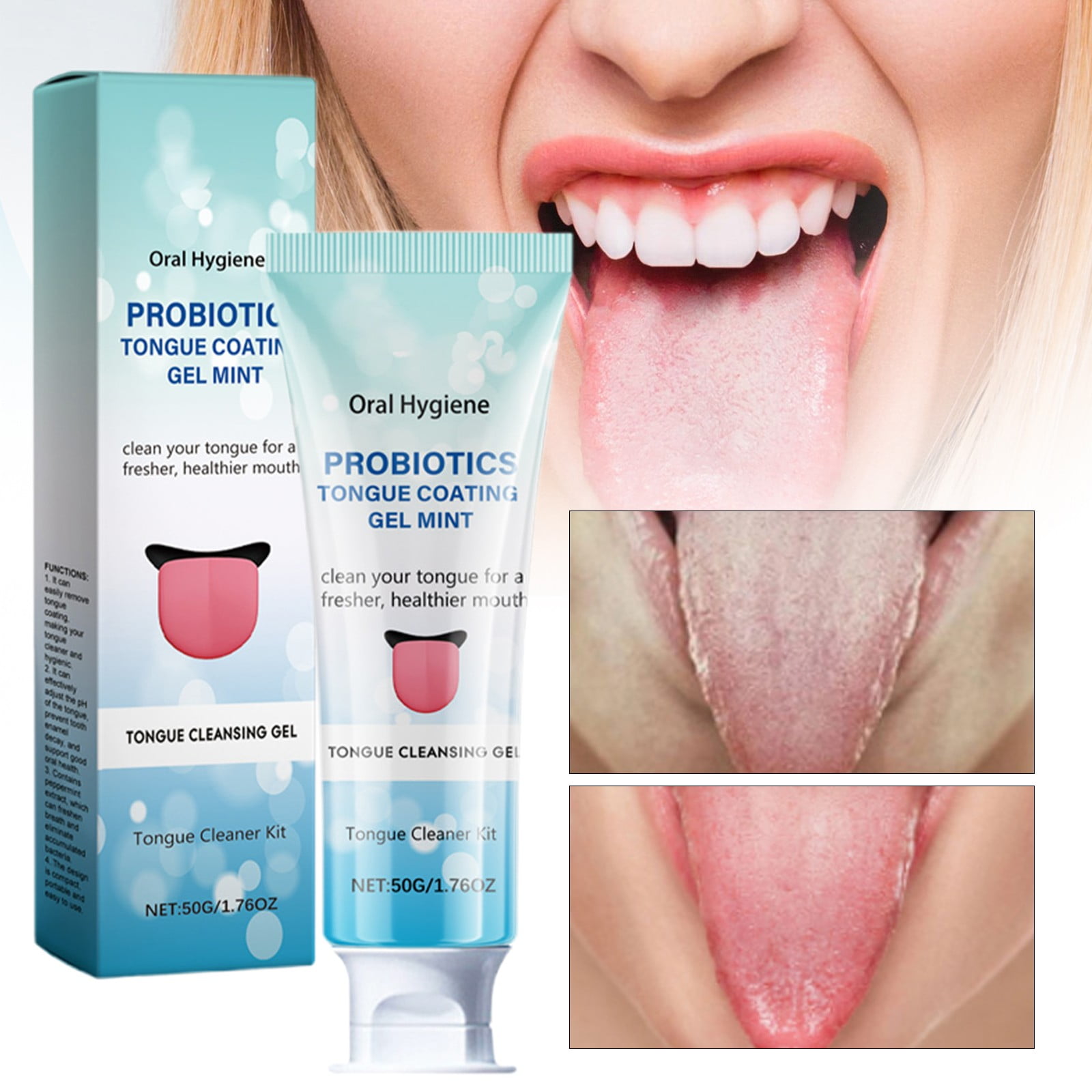 Teeth Care Tongue Cleaner Kit;Tongue Cleansing Gel; Tongue Coating ...