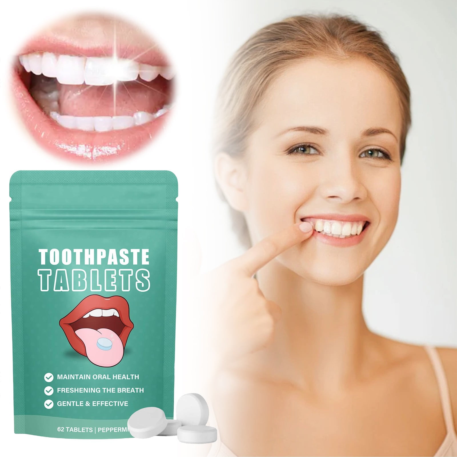 Teeth Cleaning Toothpaste Tablets Refreshing Mouth Smell Gently Cleans ...