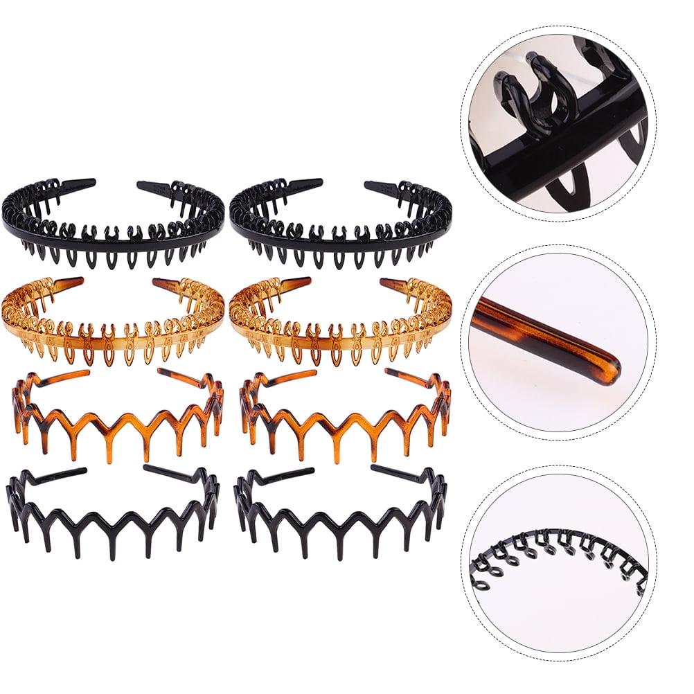 Teeth Comb Hairband 8Pcs Plastic Headband Non-Slip Teeth Comb Hairband ...