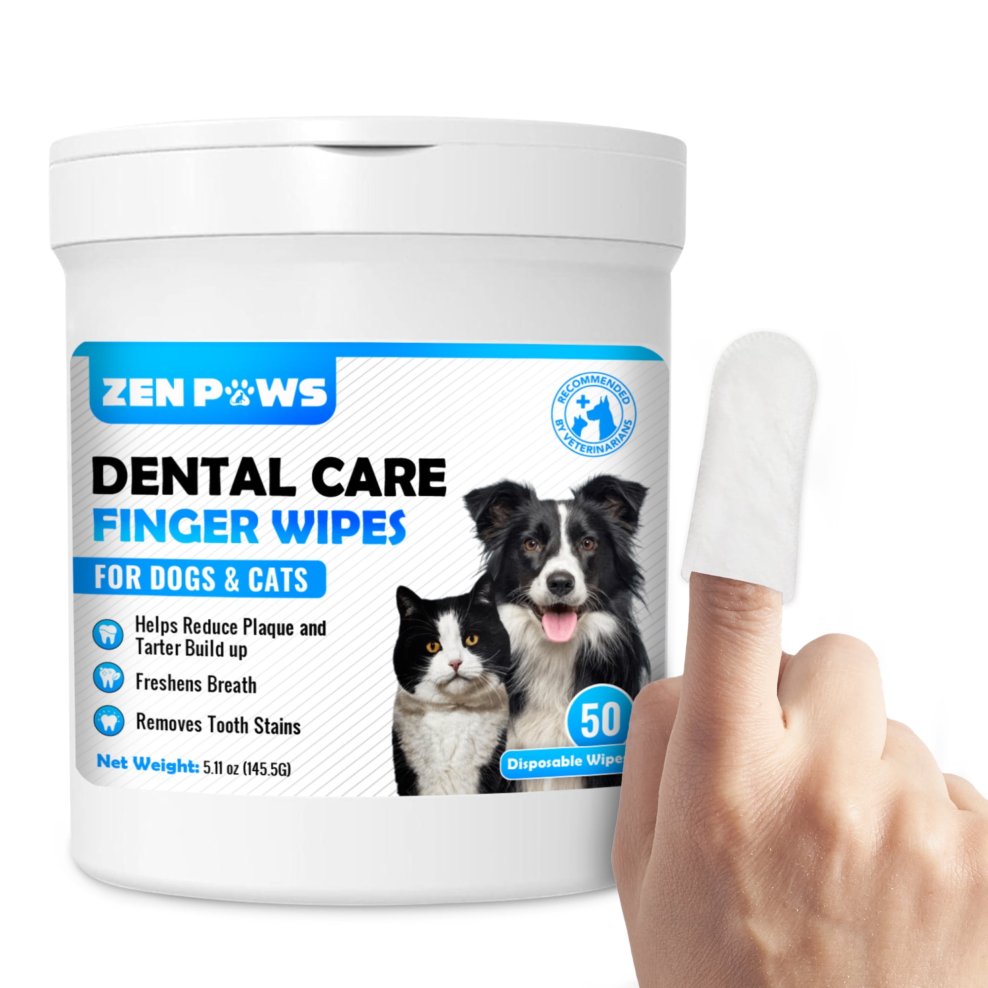 Teeth and Gum Cleaning Wipes for Dogs & Cats - Reduces Plaque, Tarter ...