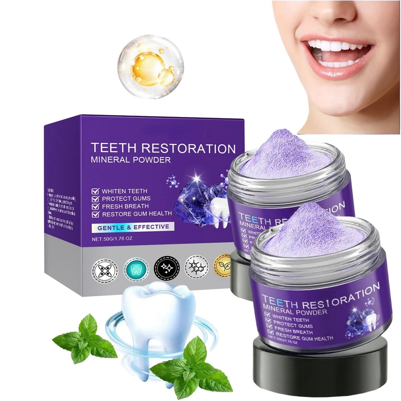 Teeth Restoration Mineral Powder, YPF5 Gum Natural Restorative Tooth ...