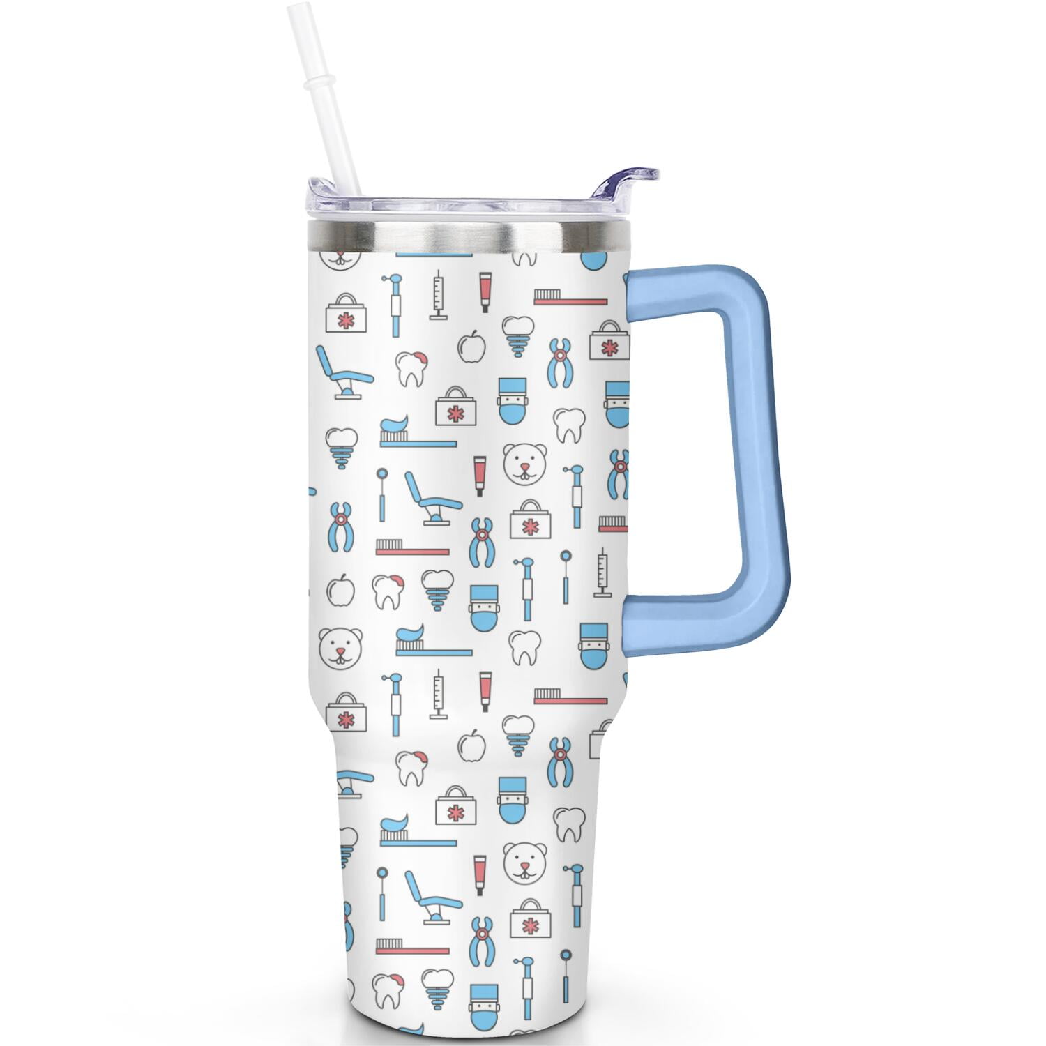 Teeth Tumblers with Lids Straws 40oz Vacuum Insulated Teeth Tumbler ...