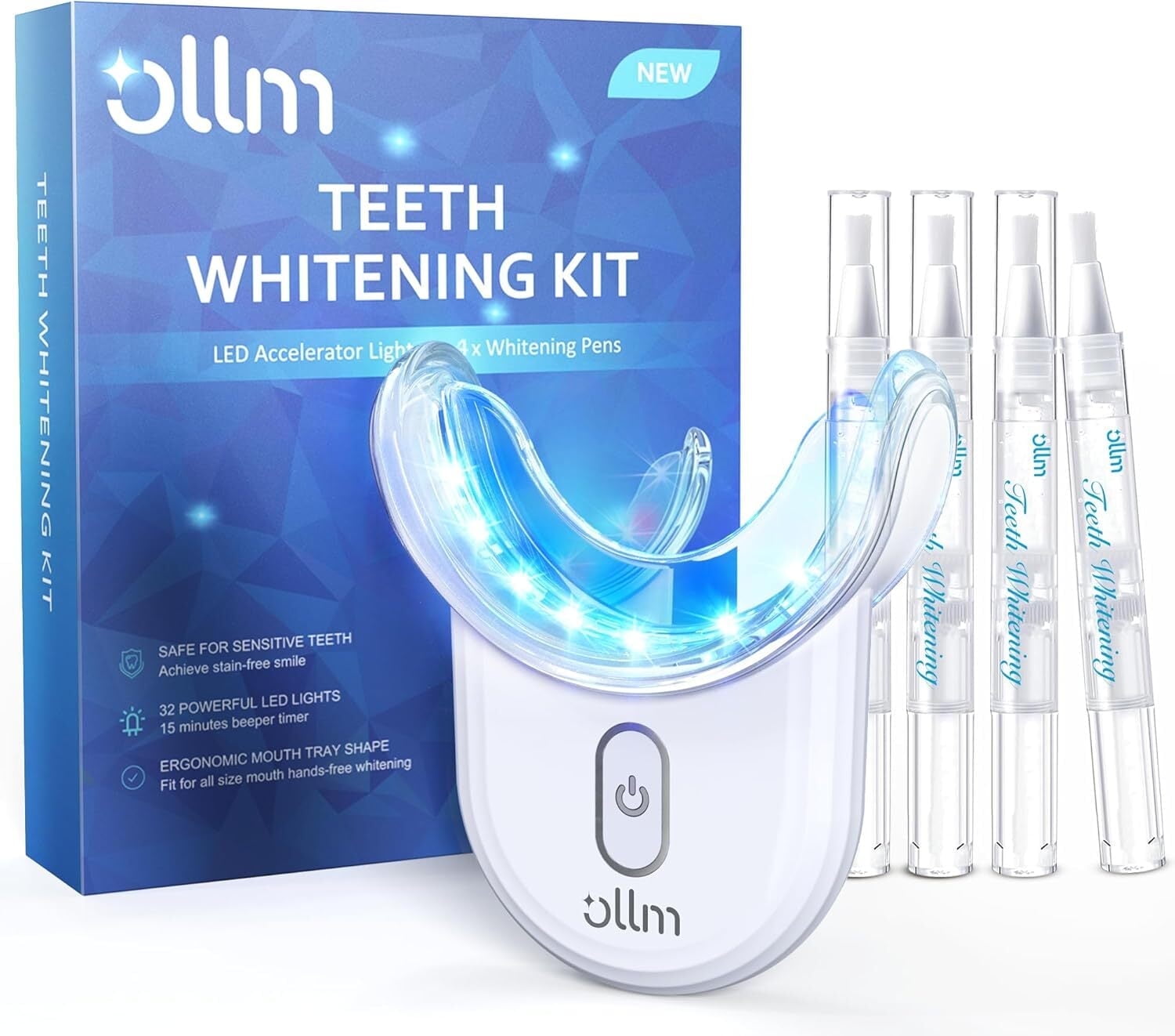 Teeth Whitening Kit with Gel Pen - Ollm Teeth Whitener with 32X LED ...