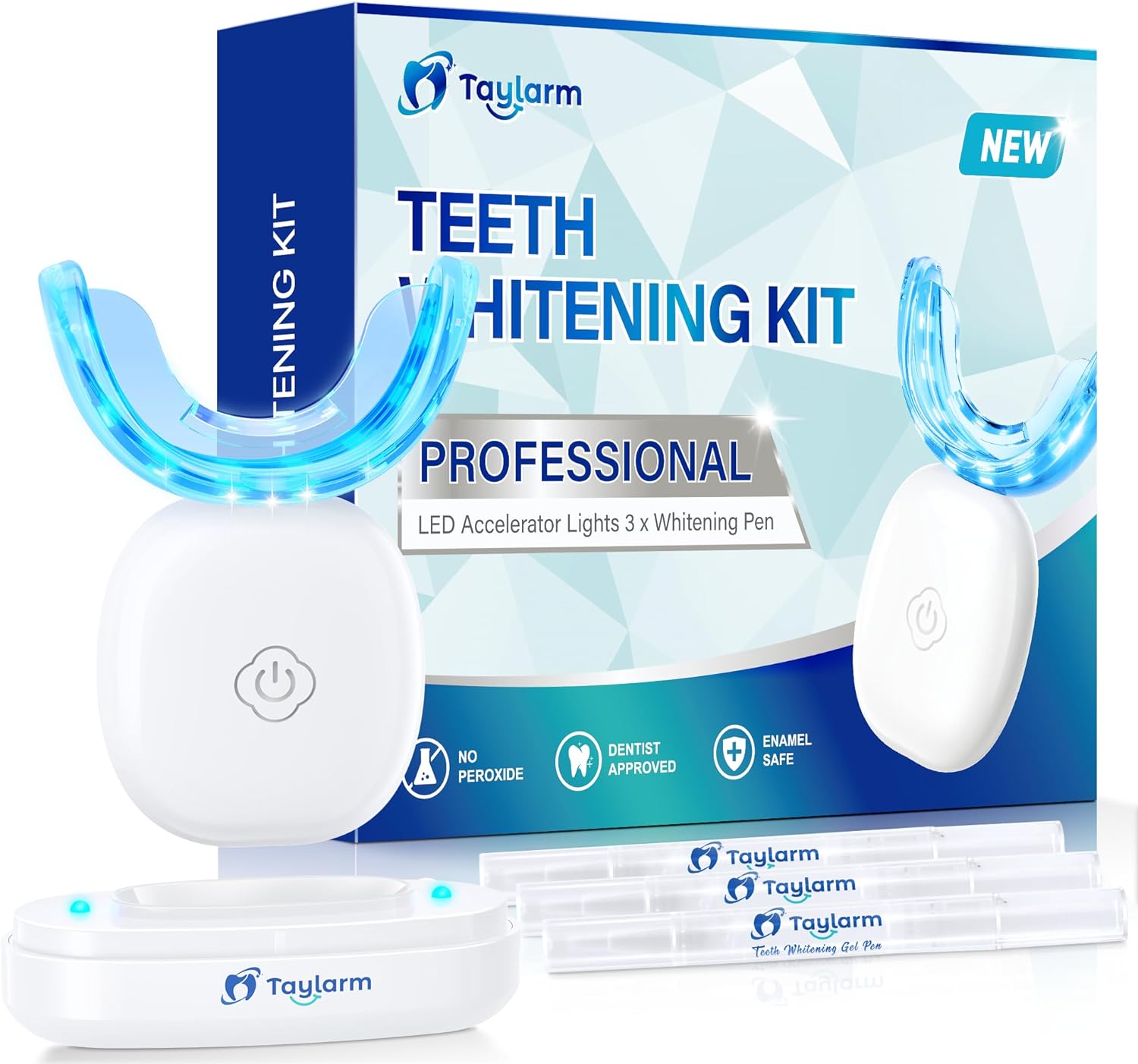 Teeth Whitening Kit: 32X LED Light with Gel Pen - Non-Sensitive Tooth ...