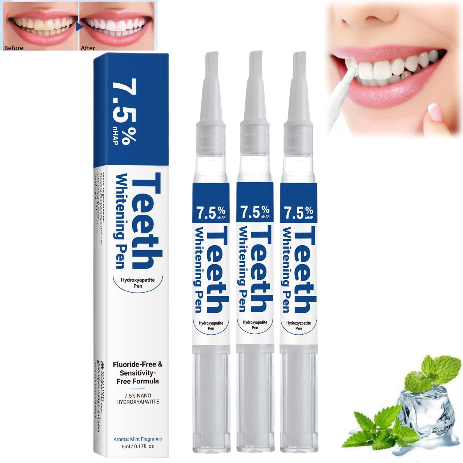 Teeth Whitening Pen,Hydroxyapatite Teeth Cleaning Pen,7.5% Nano ...