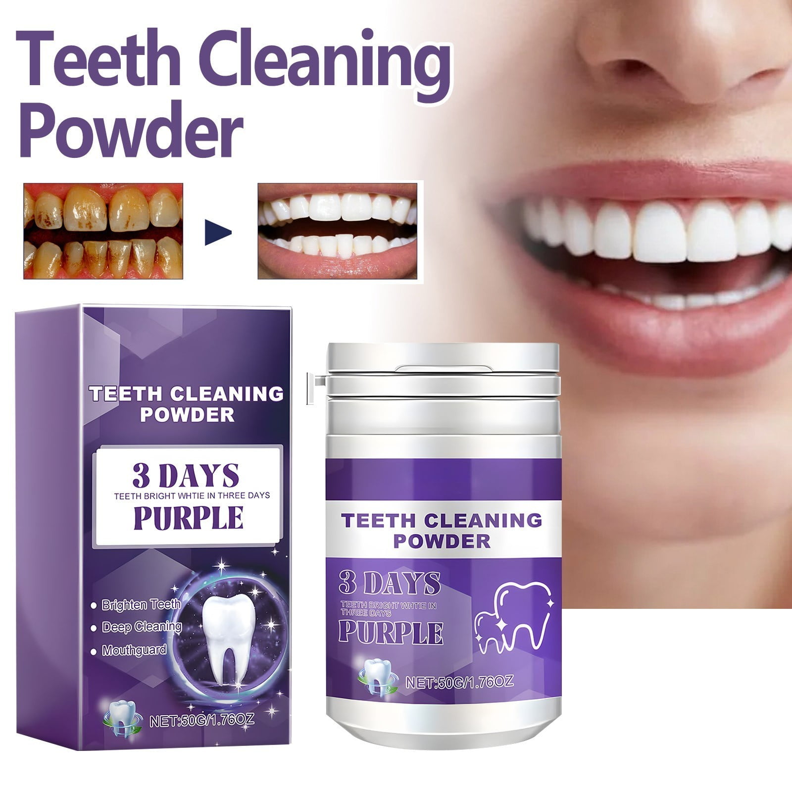 Teeth Whitening Powder | Advanced Color Correction | Natural Enamel ...