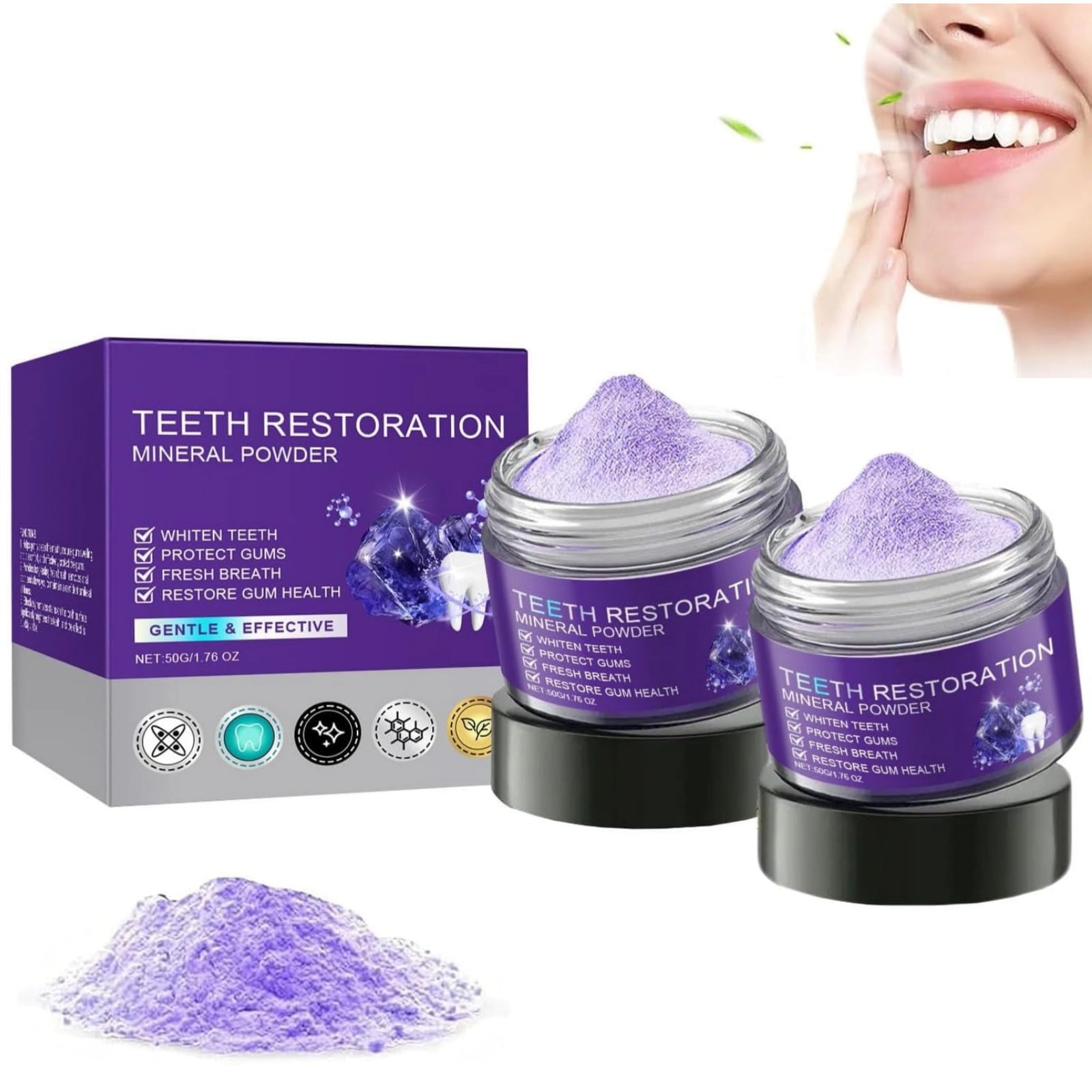 Teeth Whitening Powder - Teeth Restoration Mineral Powder - Effective ...
