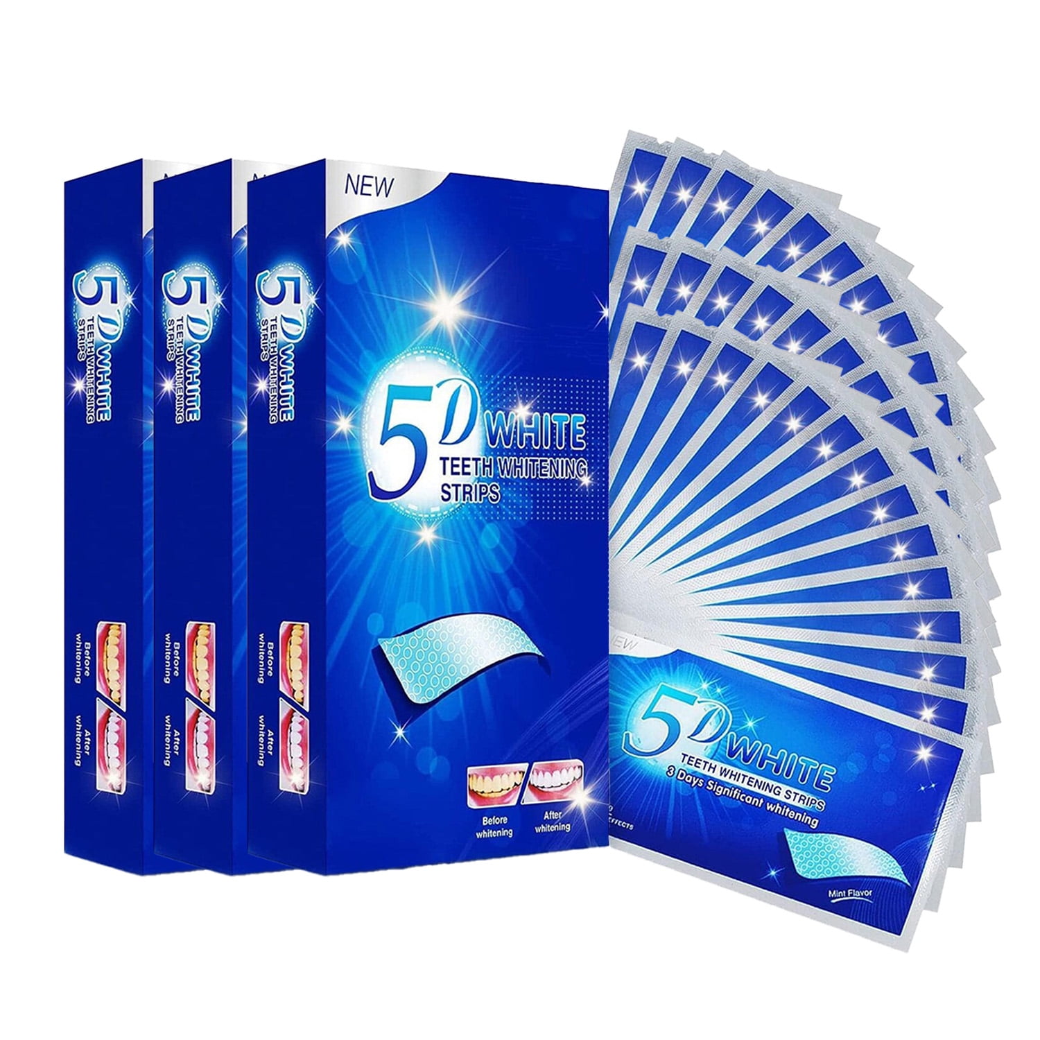 Teeth Whitening Strips 42 Treatments Kit - 5D Teeth Whitener, Enamel ...