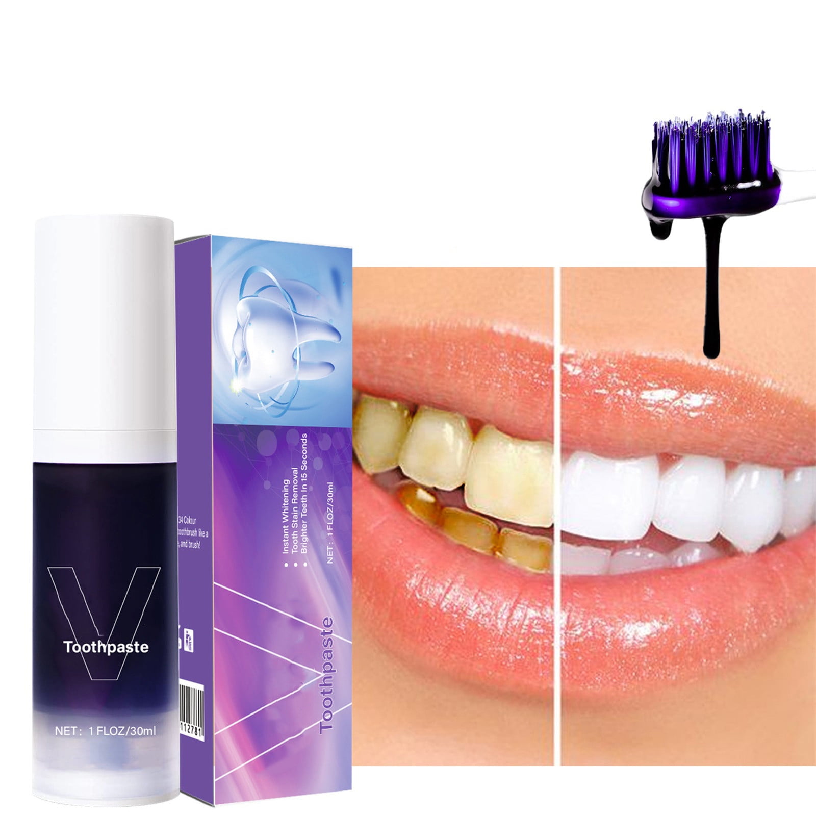 Teeth Whitening Toothpaste Purple Toothpaste Smoked Teeth Stained Teeth ...