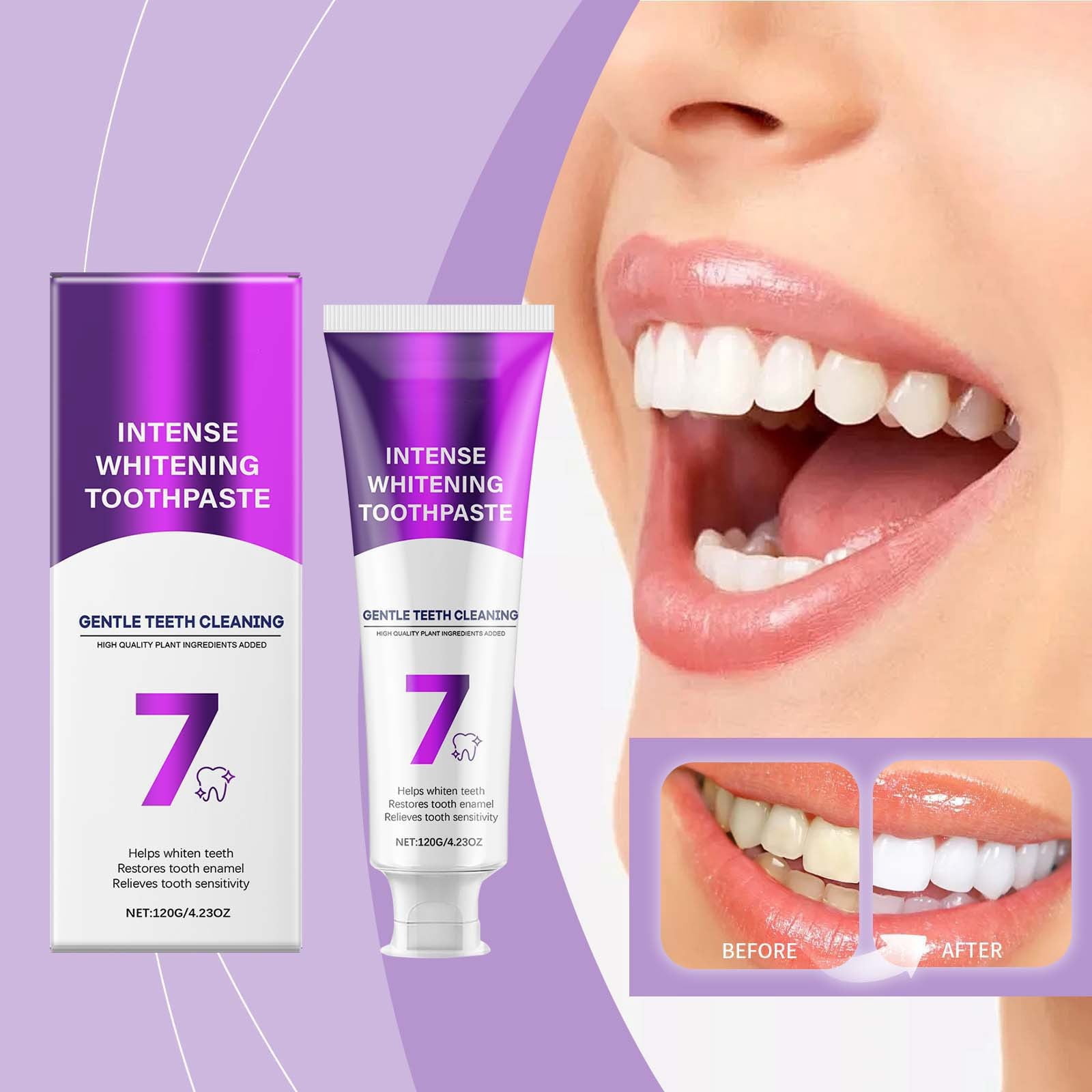 Teeth Whitening Toothpaste,Stain Removal Gum Care & Cavity Prevention ...