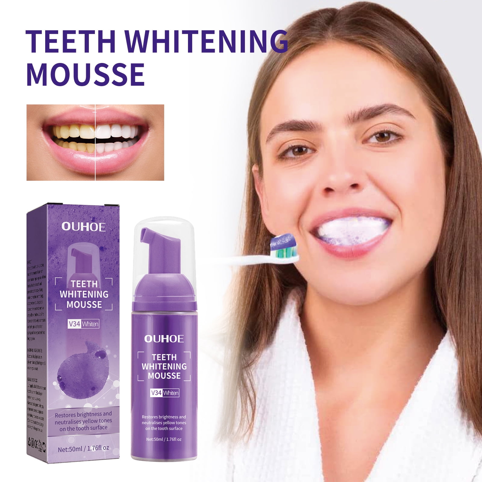Teeth whitening mousse toothpaste for mouth cleaning, stain removal ...